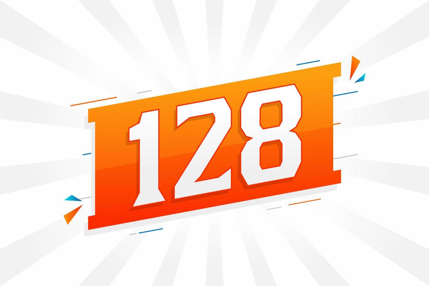 128 number vector font alphabet. Number 128 with decorative element ... 128 number vector font alphabet. Number 128 with decorative element ...