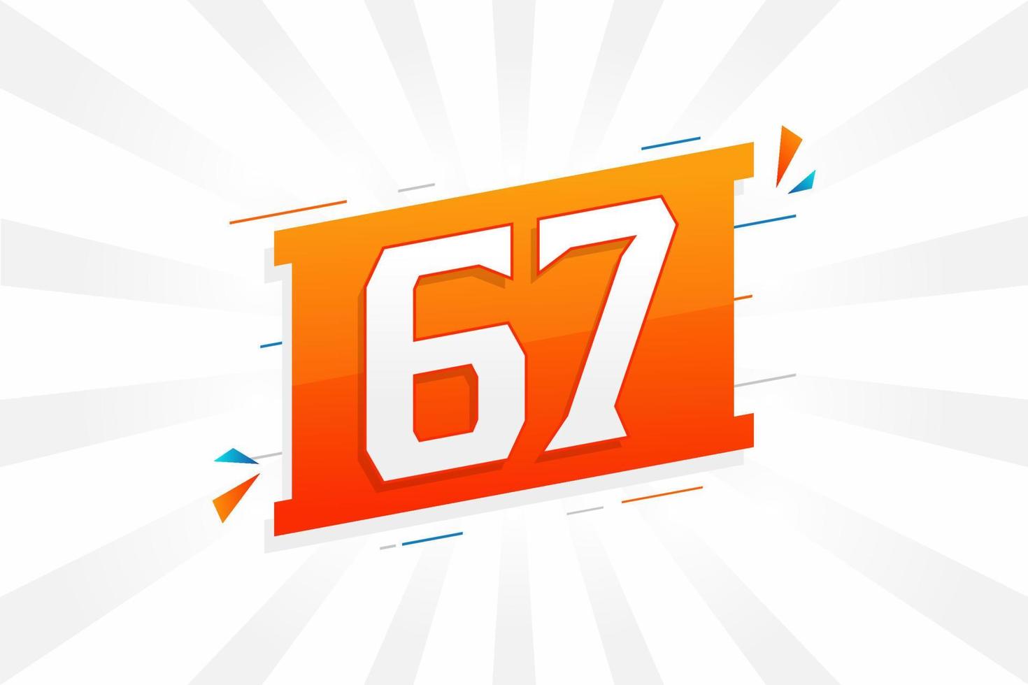 67 number vector font alphabet. Number 67 with decorative element stock ...