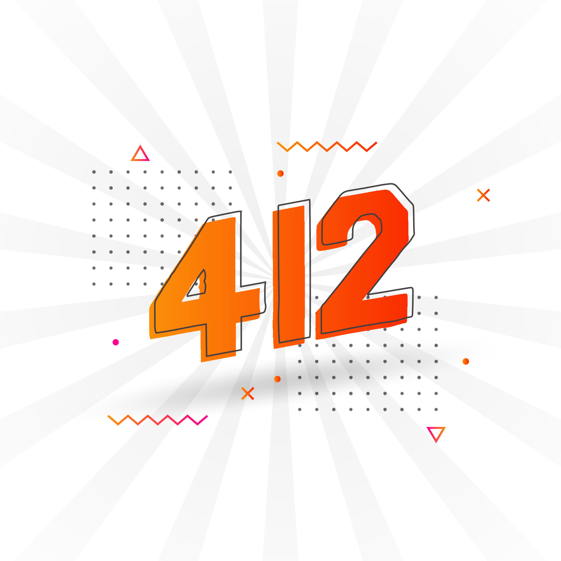 412 number vector font alphabet. Number 412 with decorative element ...