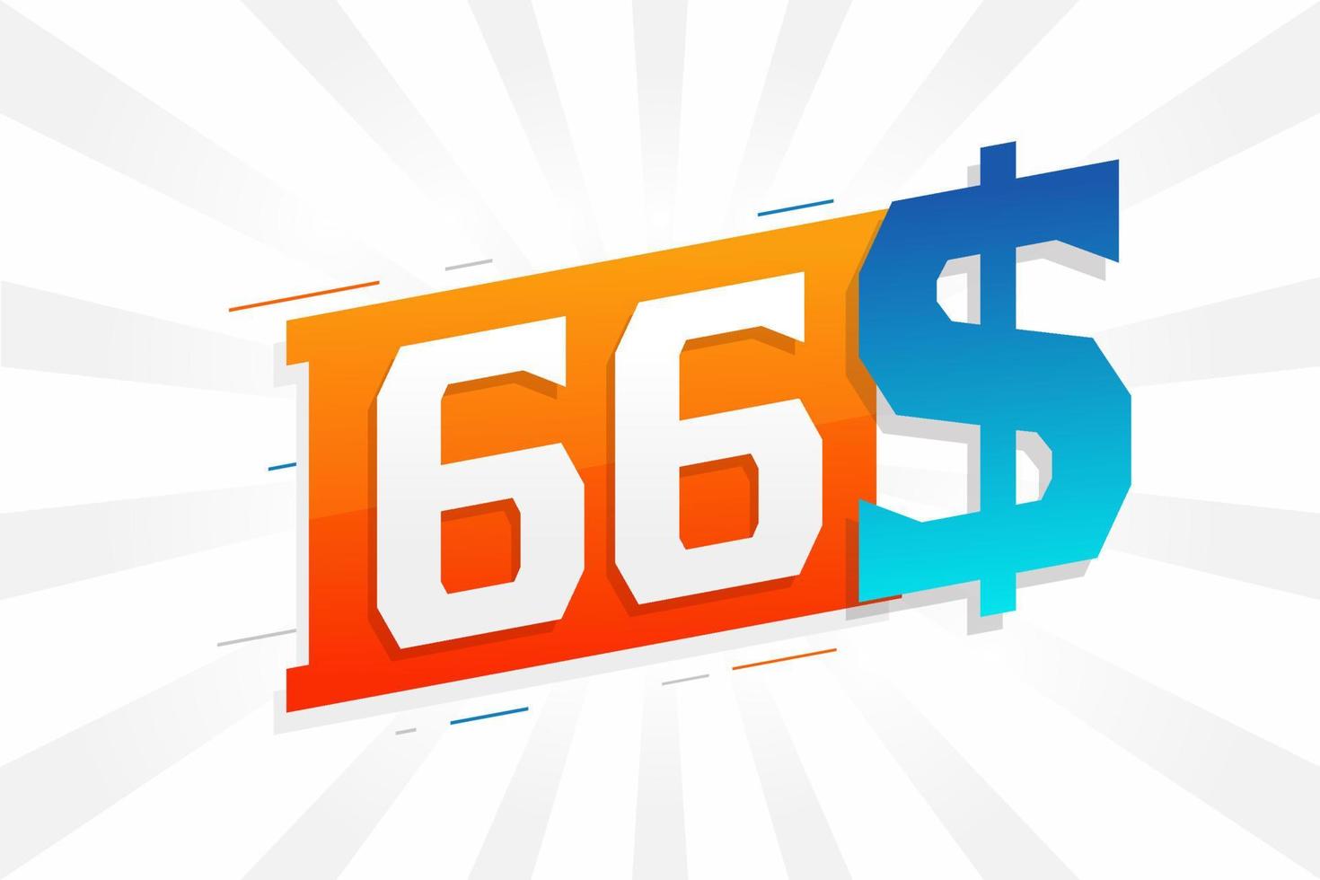 66 Dollar currency vector text symbol. 66 USD United States Dollar ...