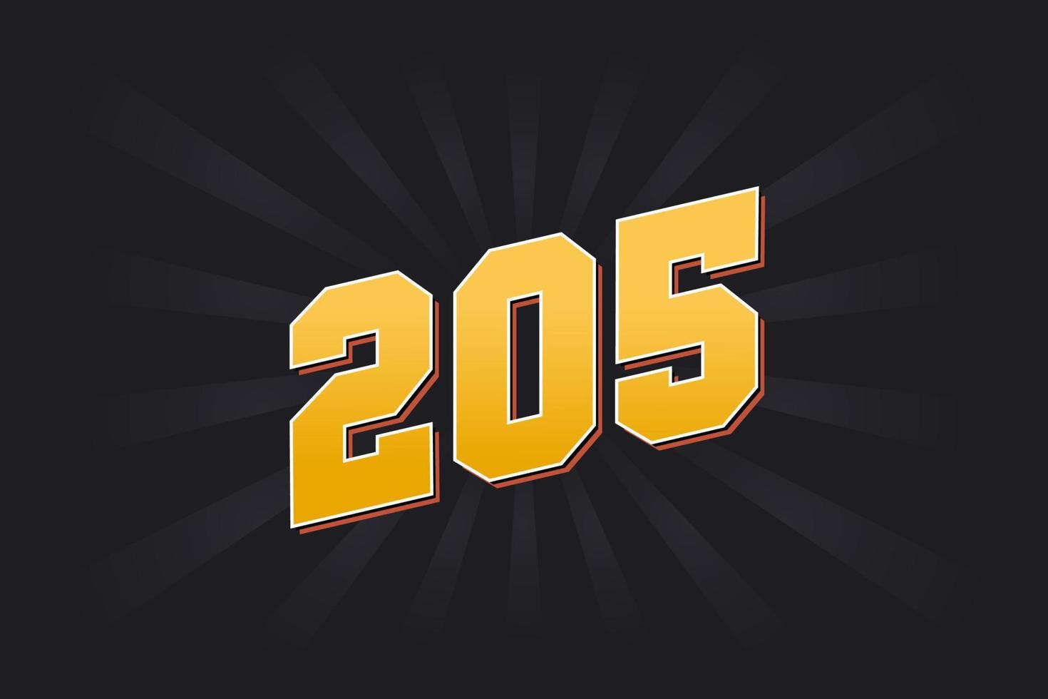 Number 205 vector font alphabet. Yellow 205 number with black background 13889180 Vector Art at ...