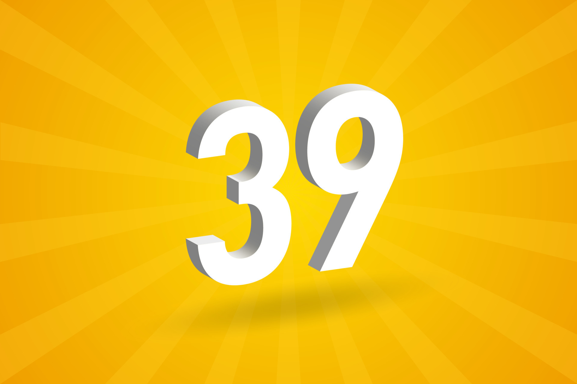 3D 39 number font alphabet. White 3D Number 39 with yellow background 13889197 Vector Art at ...