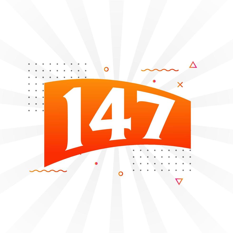 Alfabeto de fuente vectorial de 147 números. número 147 con vector de stock de elemento ...