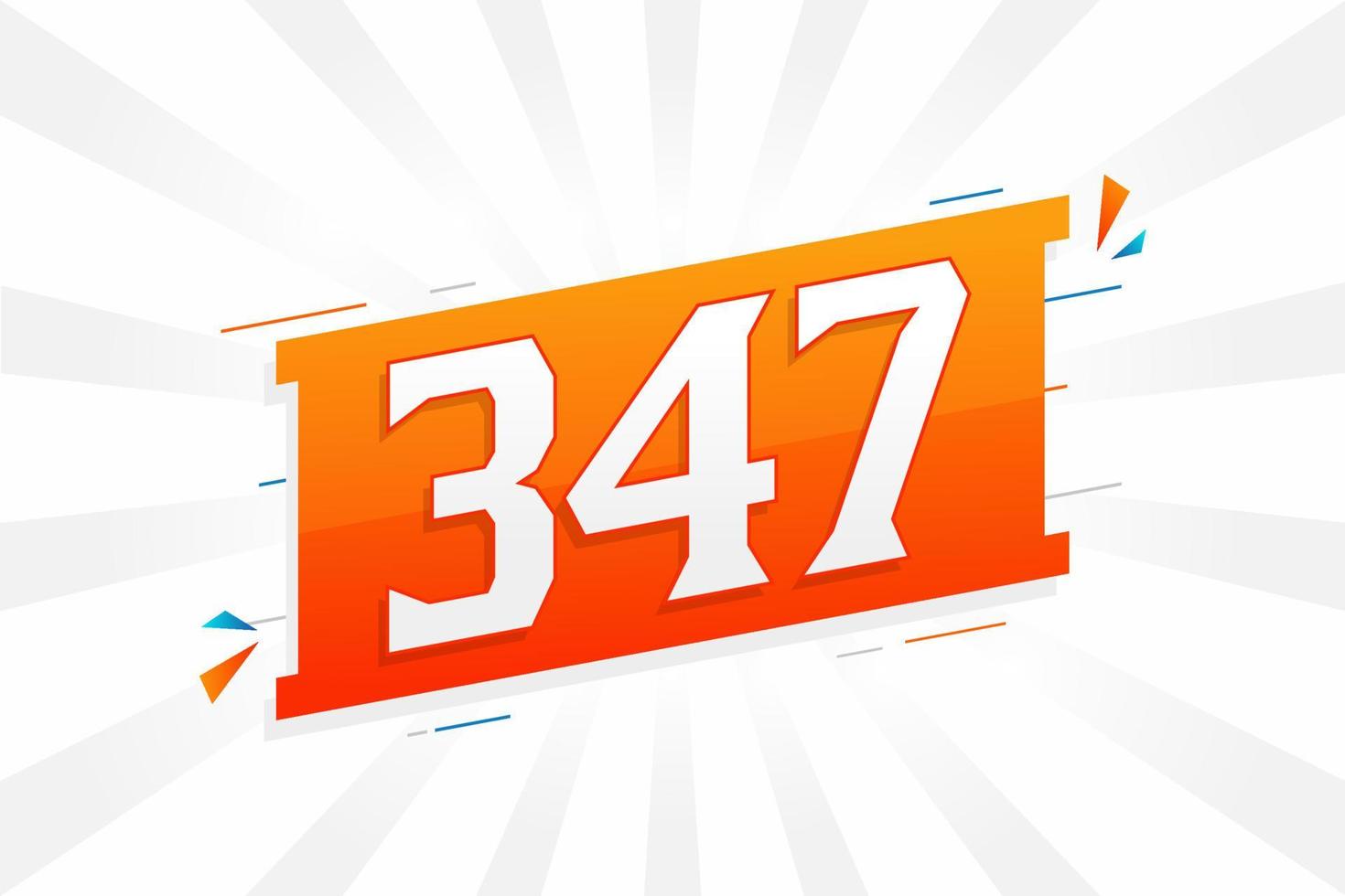 Alfabeto de fuente vectorial de 347 números. número 347 con elemento decorativo vector stock ...