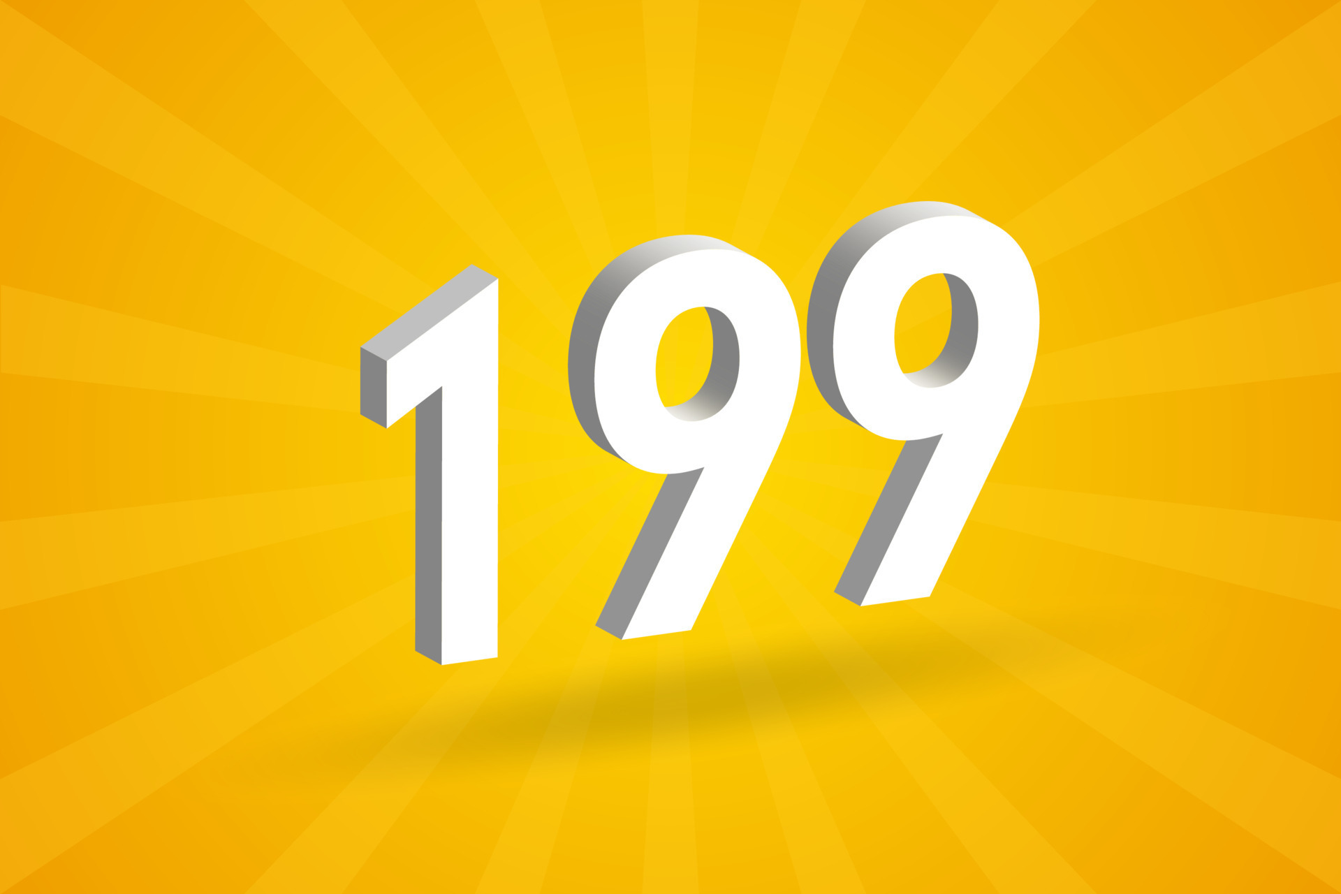 3D 199 number font alphabet. White 3D Number 199 with yellow background ... 3D 199 number font alphabet. White 3D Number 199 with yellow background ...