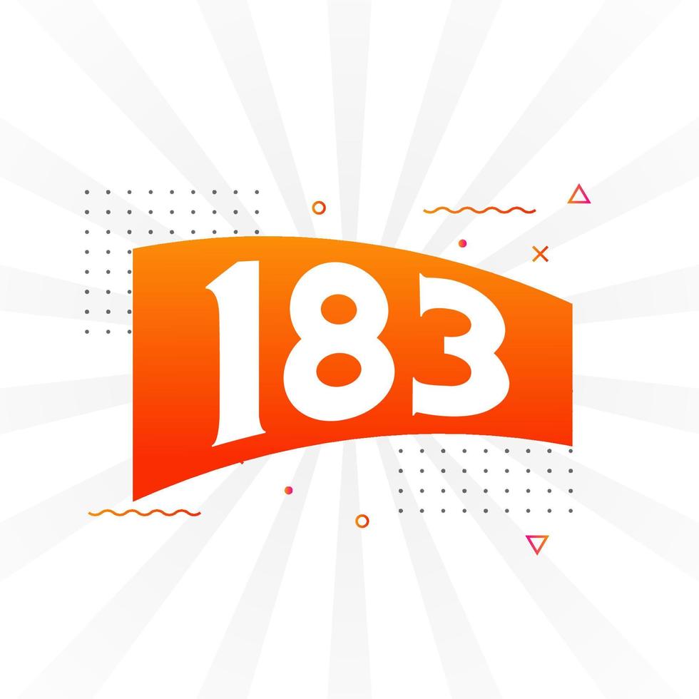 183 number vector font alphabet. Number 183 with decorative element ...