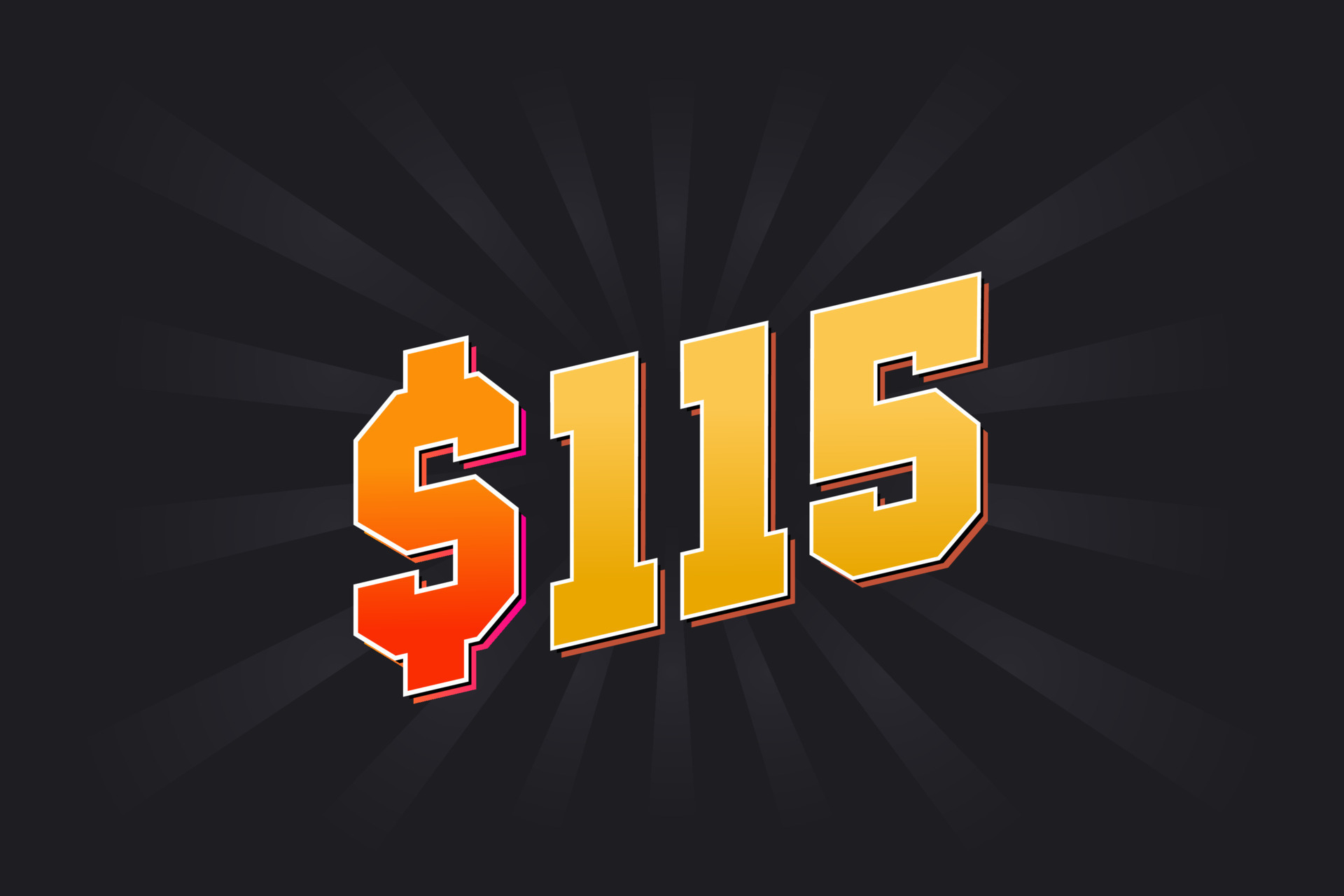 115 Dollar American Money Vector Text Symbol 115 USD United States 115 Dollar American Money Vector Text Symbol 115 USD United States