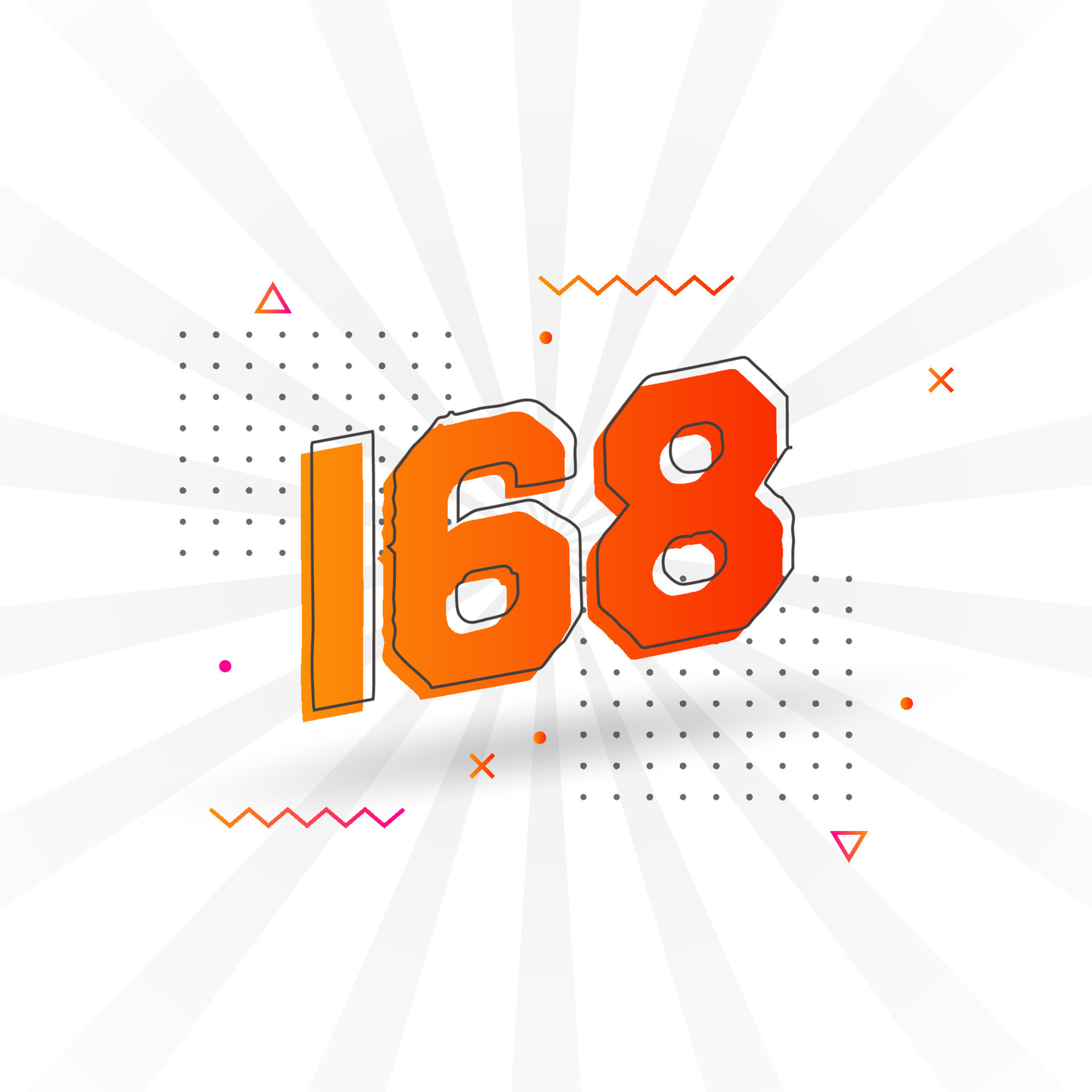 168 number vector font alphabet. Number 168 with decorative element ...