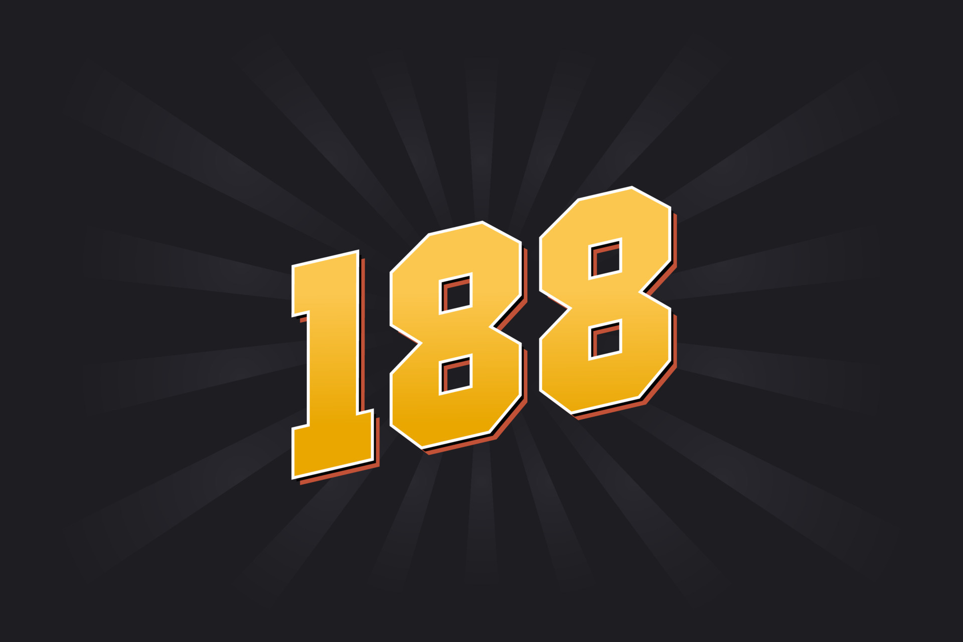 Number 188 vector font alphabet. Yellow 188 number with black ...