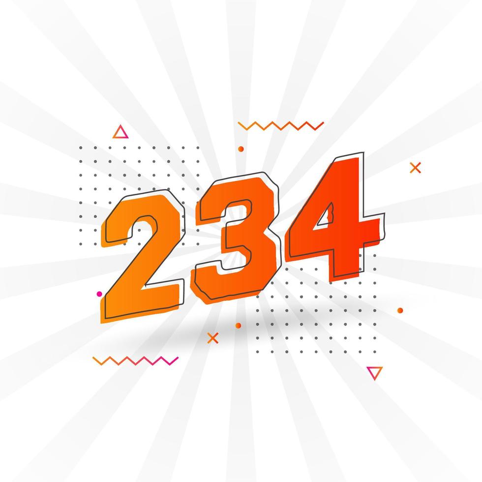 234 number vector font alphabet. Number 234 with decorative element ...
