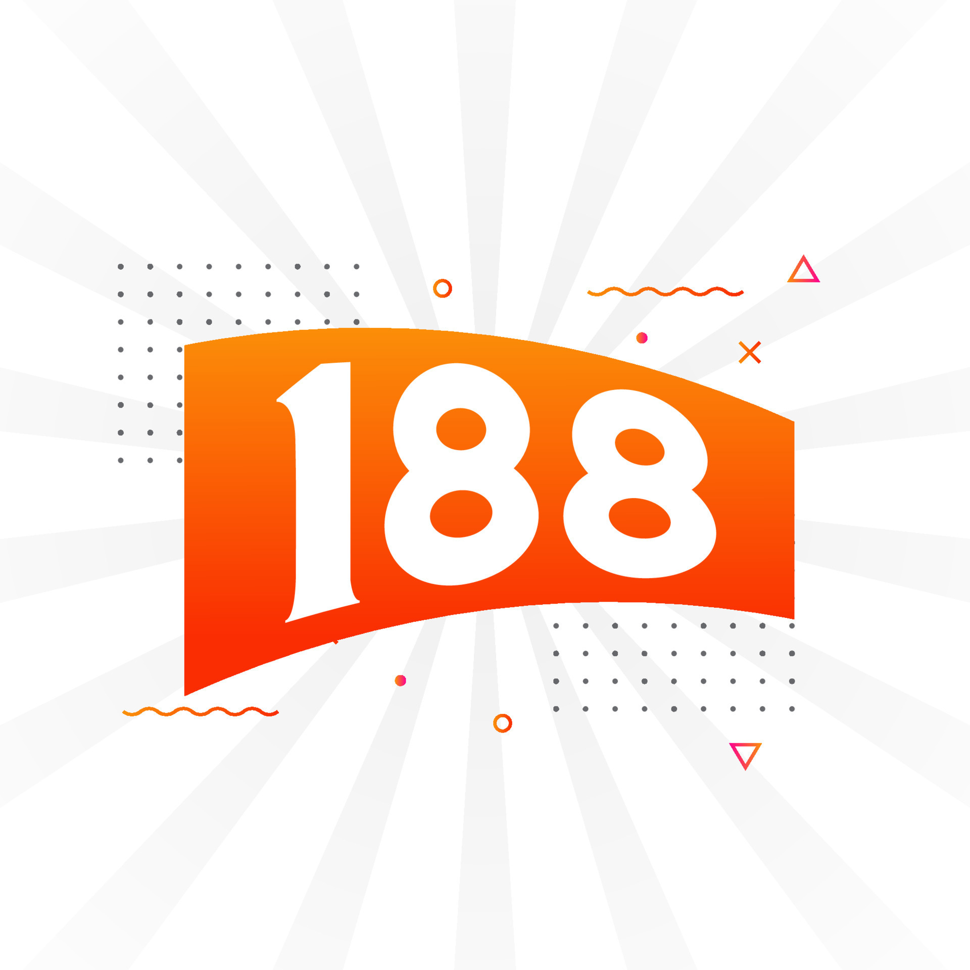 188 number vector font alphabet. Number 188 with decorative element ...