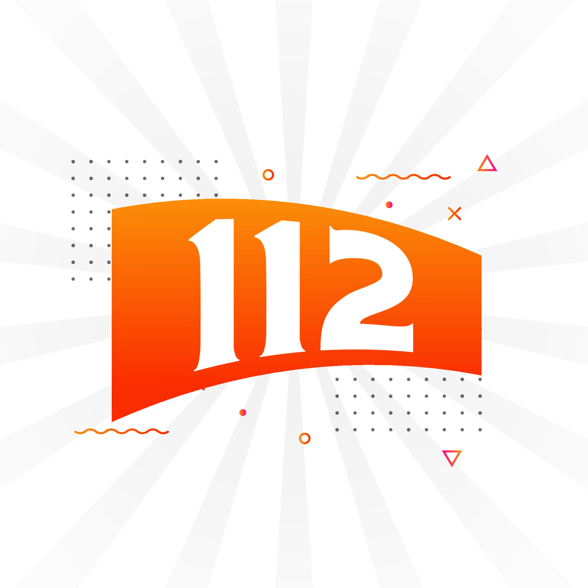 Alfabeto de fuente vectorial de 112 números. número 112 con vector de stock de elemento ...