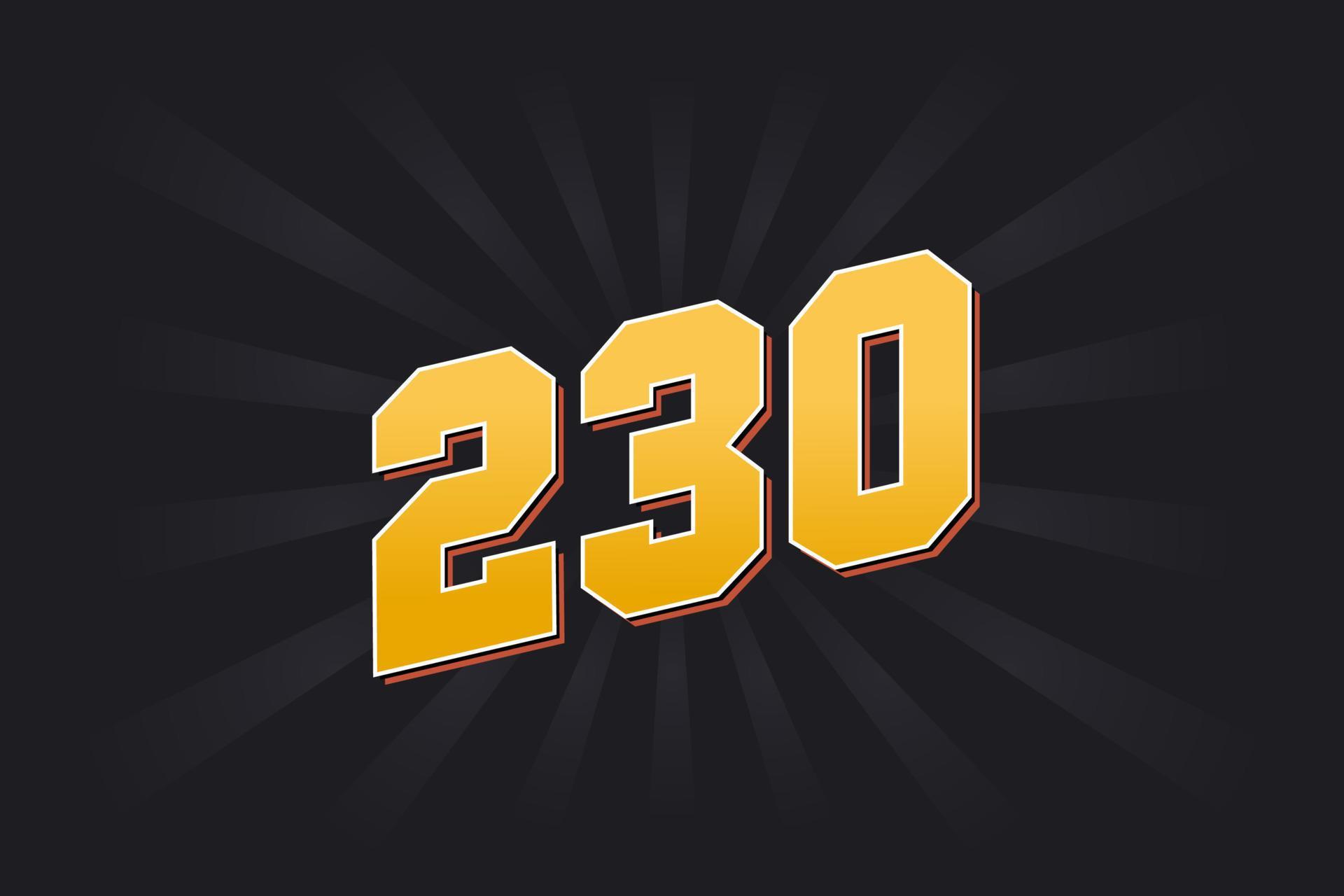 Number 230 vector font alphabet. Yellow 230 number with black ... Number 230 vector font alphabet. Yellow 230 number with black ...