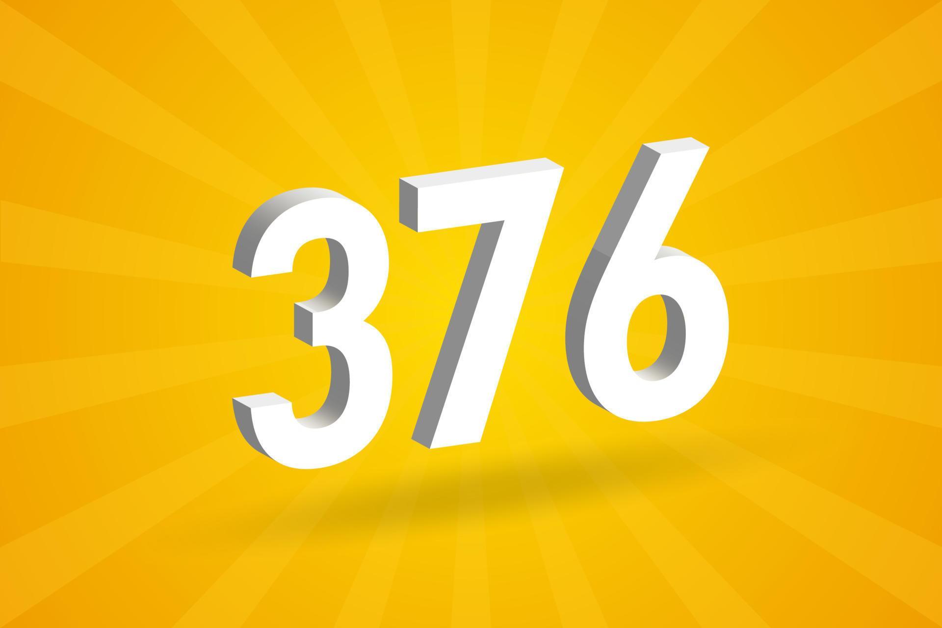 3D 376 number font alphabet. White 3D Number 376 with yellow background 13889686 Vector Art at ...