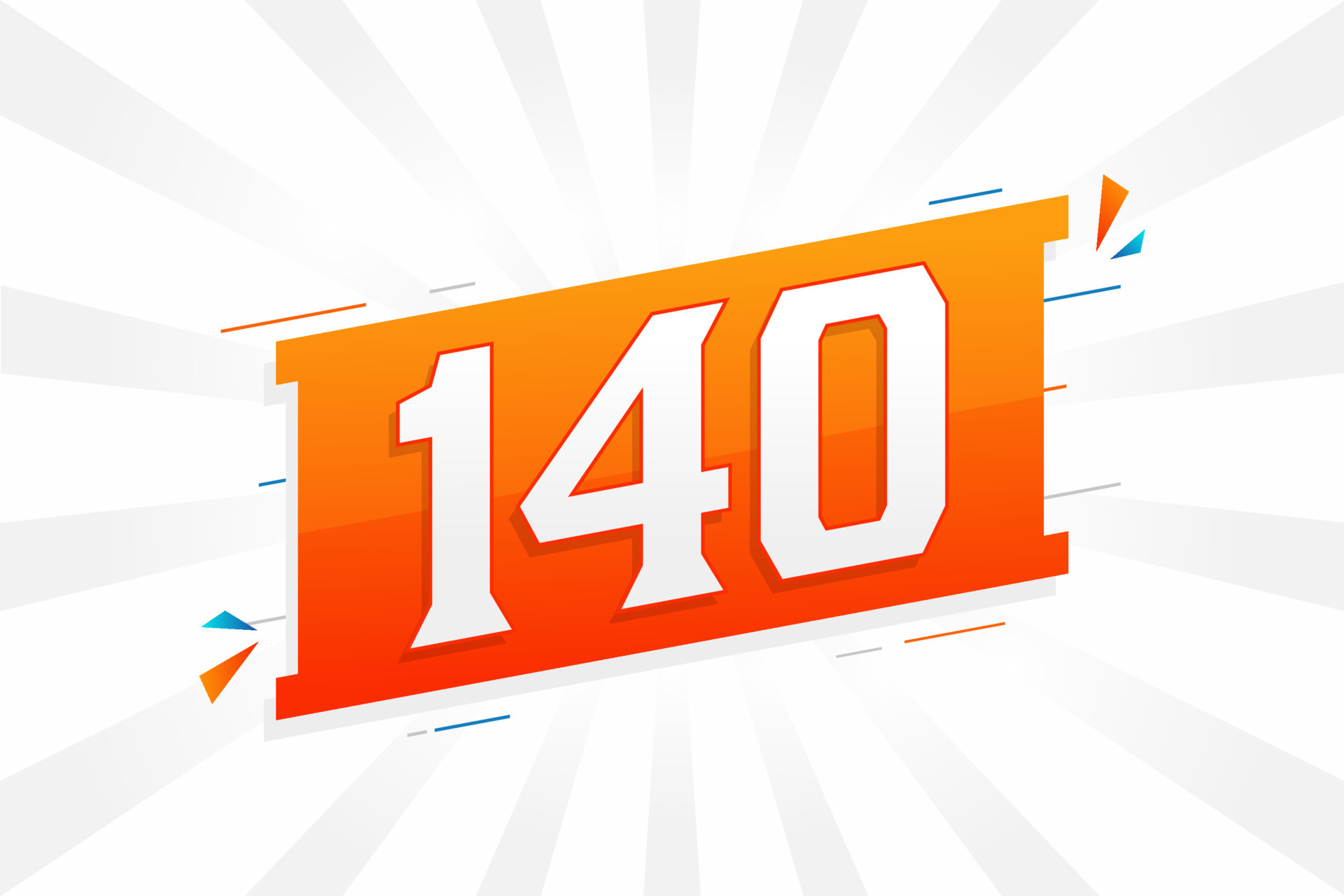 140 number vector font alphabet. Number 140 with decorative element ... 140 number vector font alphabet. Number 140 with decorative element ...