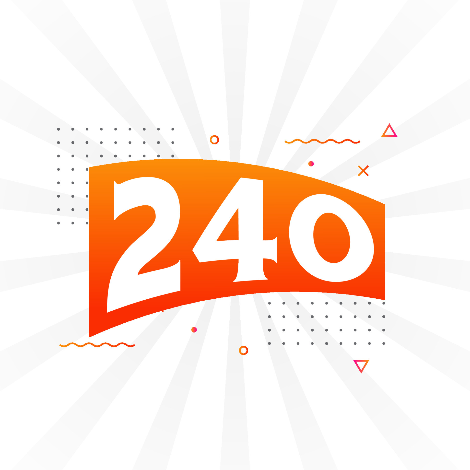 240 number vector font alphabet. Number 240 with decorative element ...