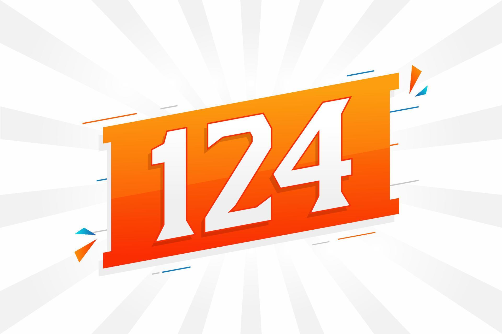 124 number vector font alphabet. Number 124 with decorative element ... 124 number vector font alphabet. Number 124 with decorative element ...