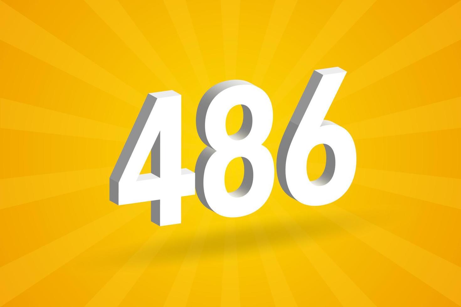 3D 486 number font alphabet. White 3D Number 486 with yellow background 13889945 Vector Art at ...