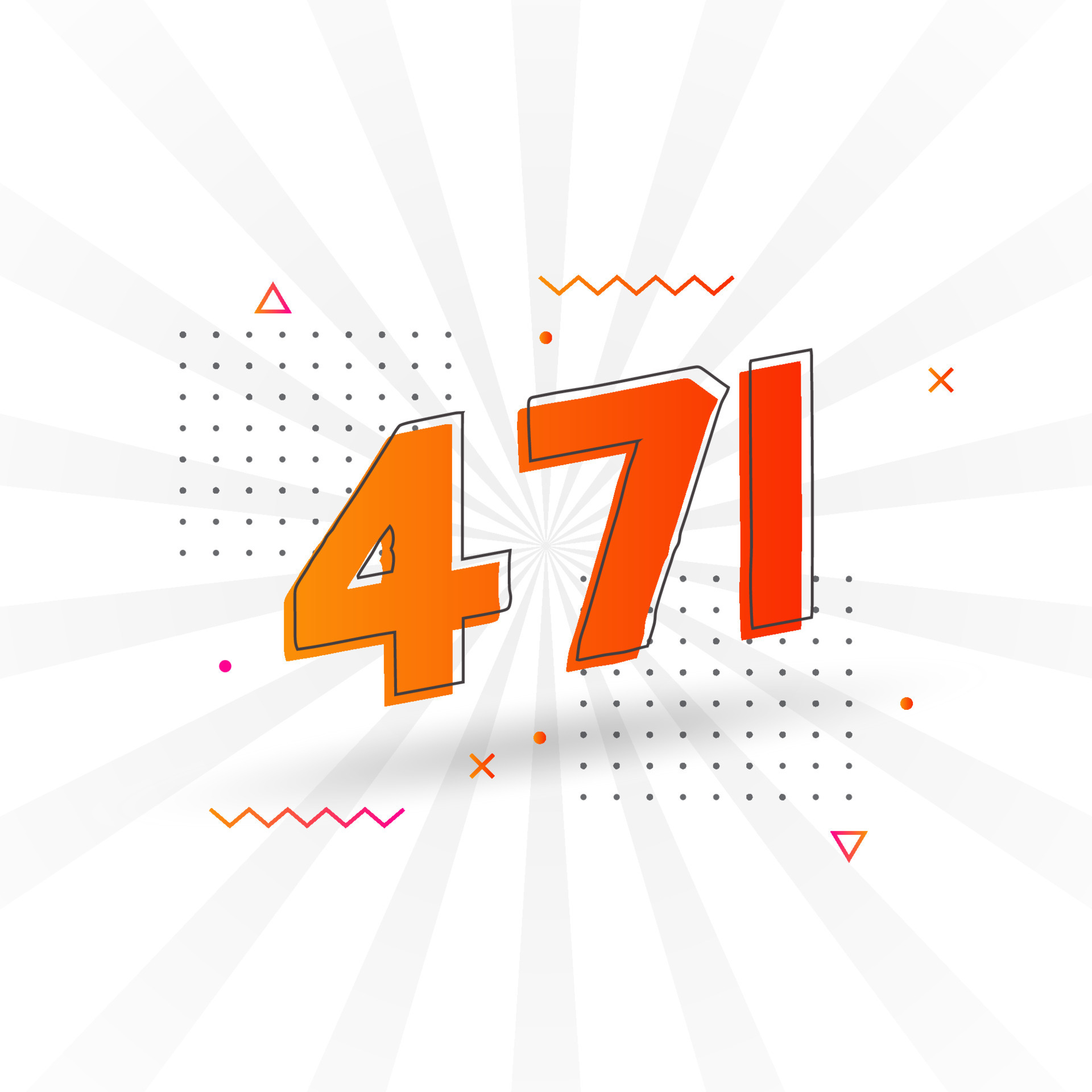 471 number vector font alphabet. Number 471 with decorative element ...