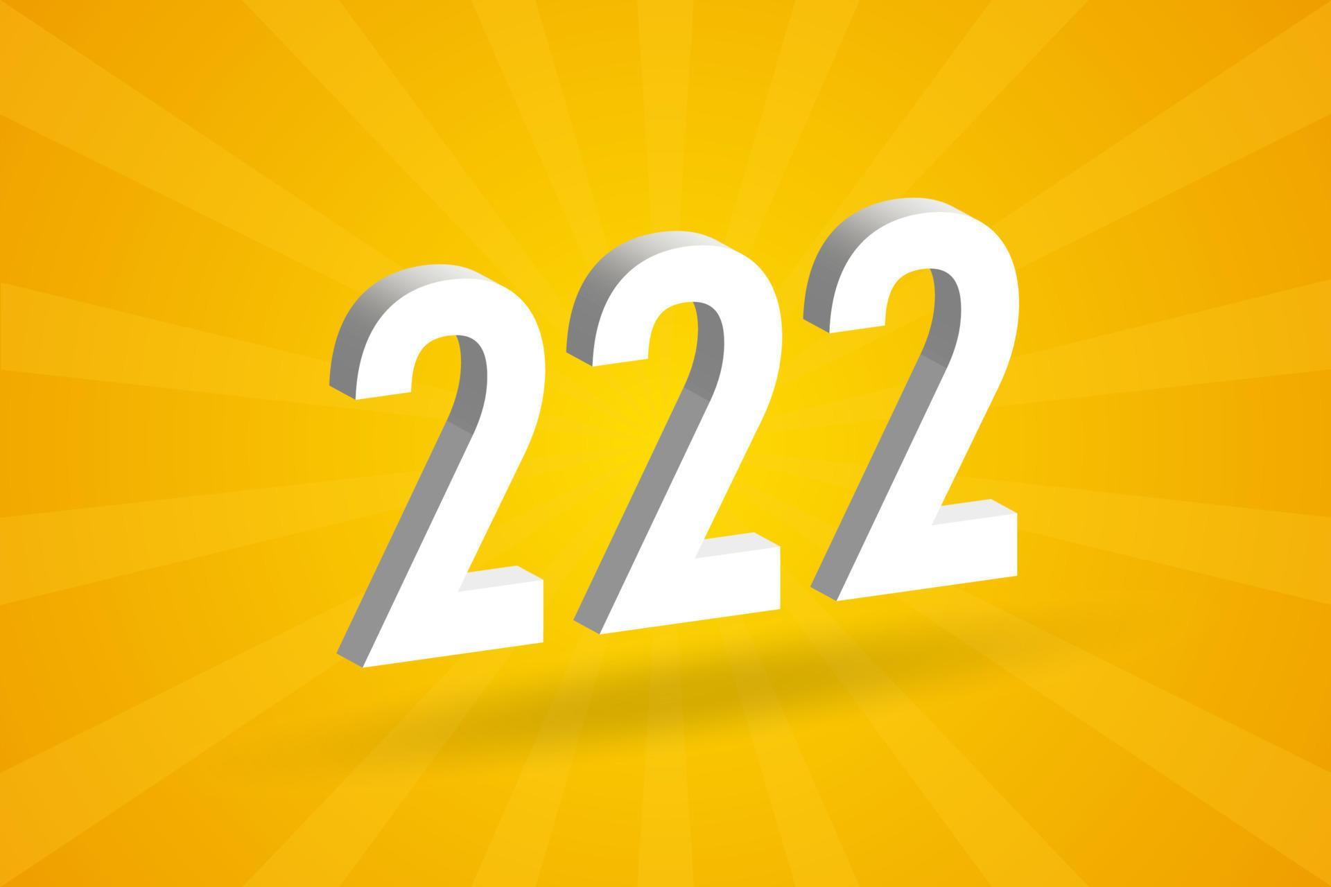 3D 222 number font alphabet. White 3D Number 222 with yellow background ...