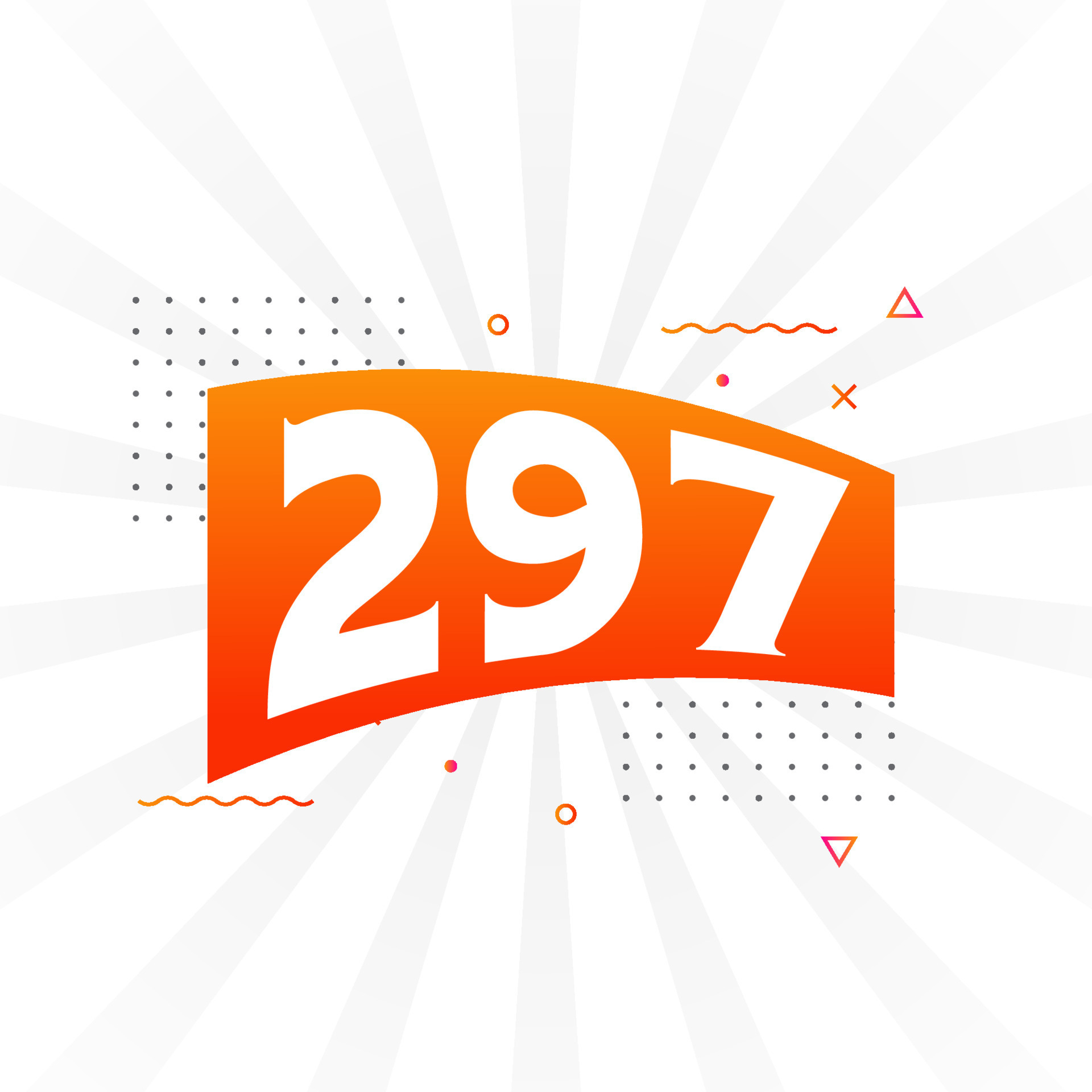 297 number vector font alphabet. Number 297 with decorative element ...