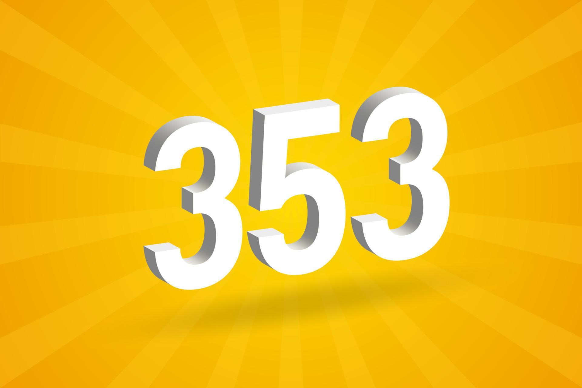 3D 353 number font alphabet. White 3D Number 353 with yellow background 13890197 Vector Art at ...