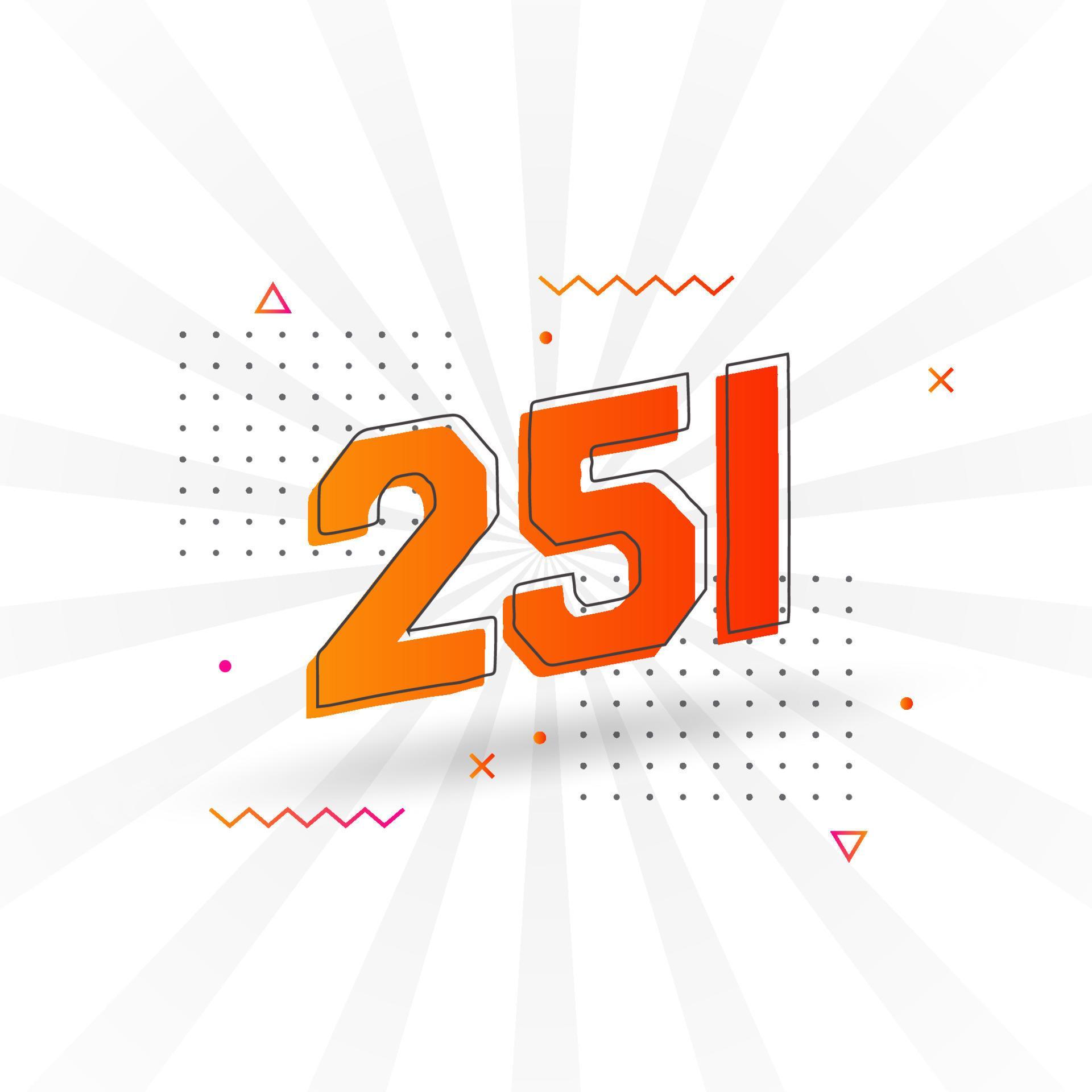 251 number vector font alphabet. Number 251 with decorative element ...