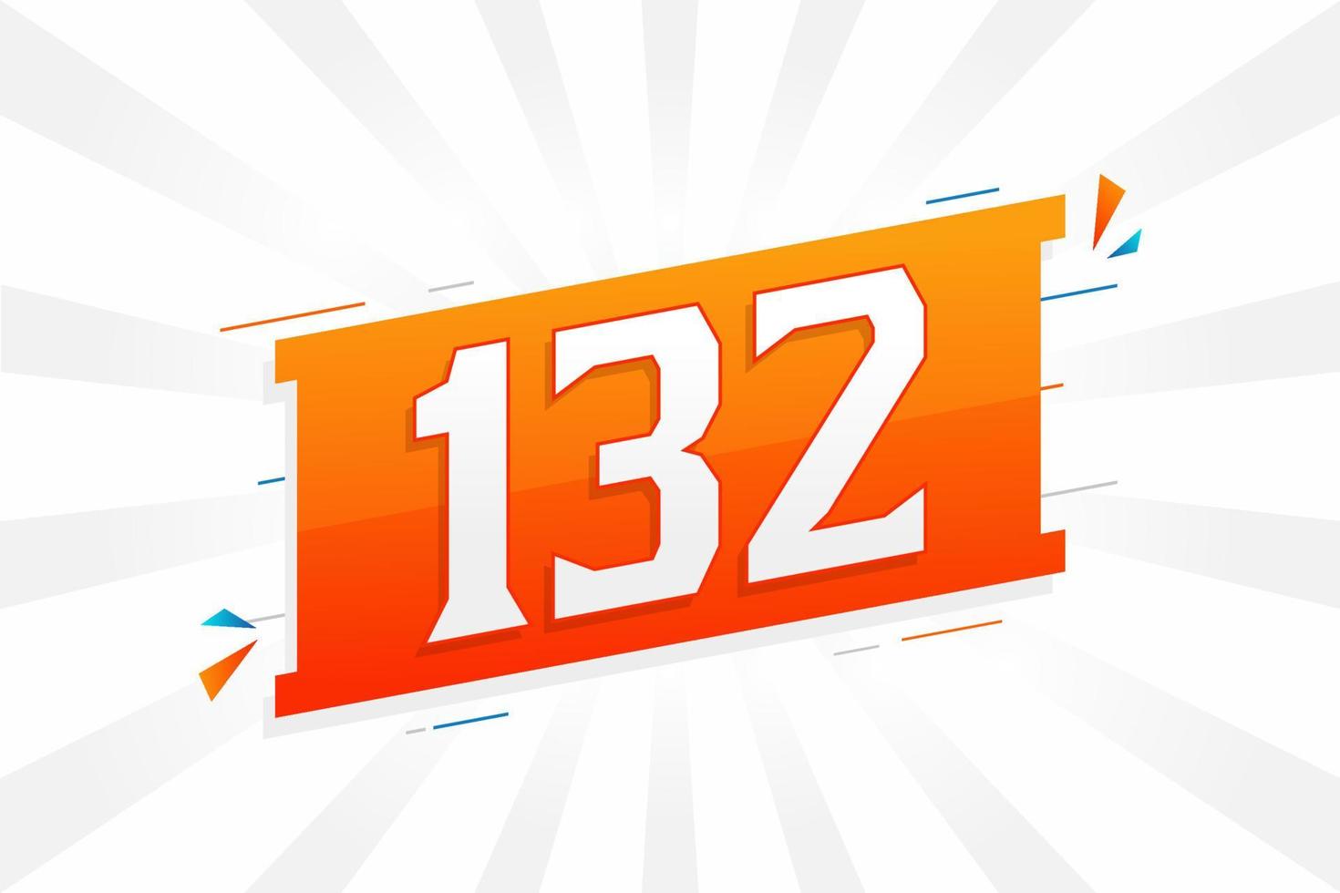 132 number vector font alphabet. Number 132 with decorative element ... 132 number vector font alphabet. Number 132 with decorative element ...