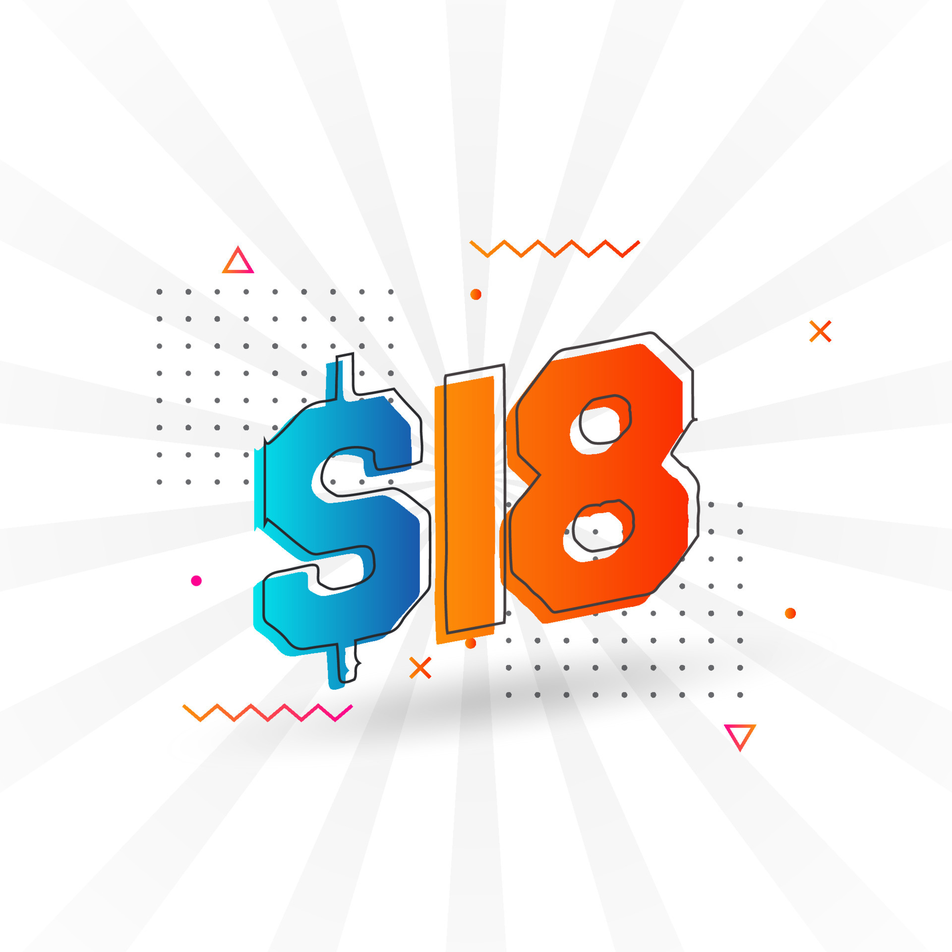 18 Dollar Currency Vector Text Symbol 18 USD United States Dollar