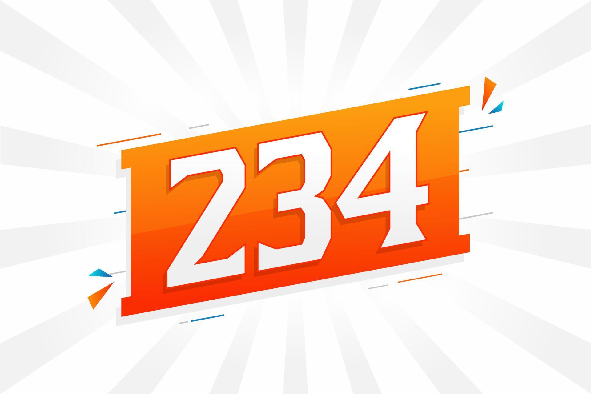 234 number vector font alphabet. Number 234 with decorative element ...