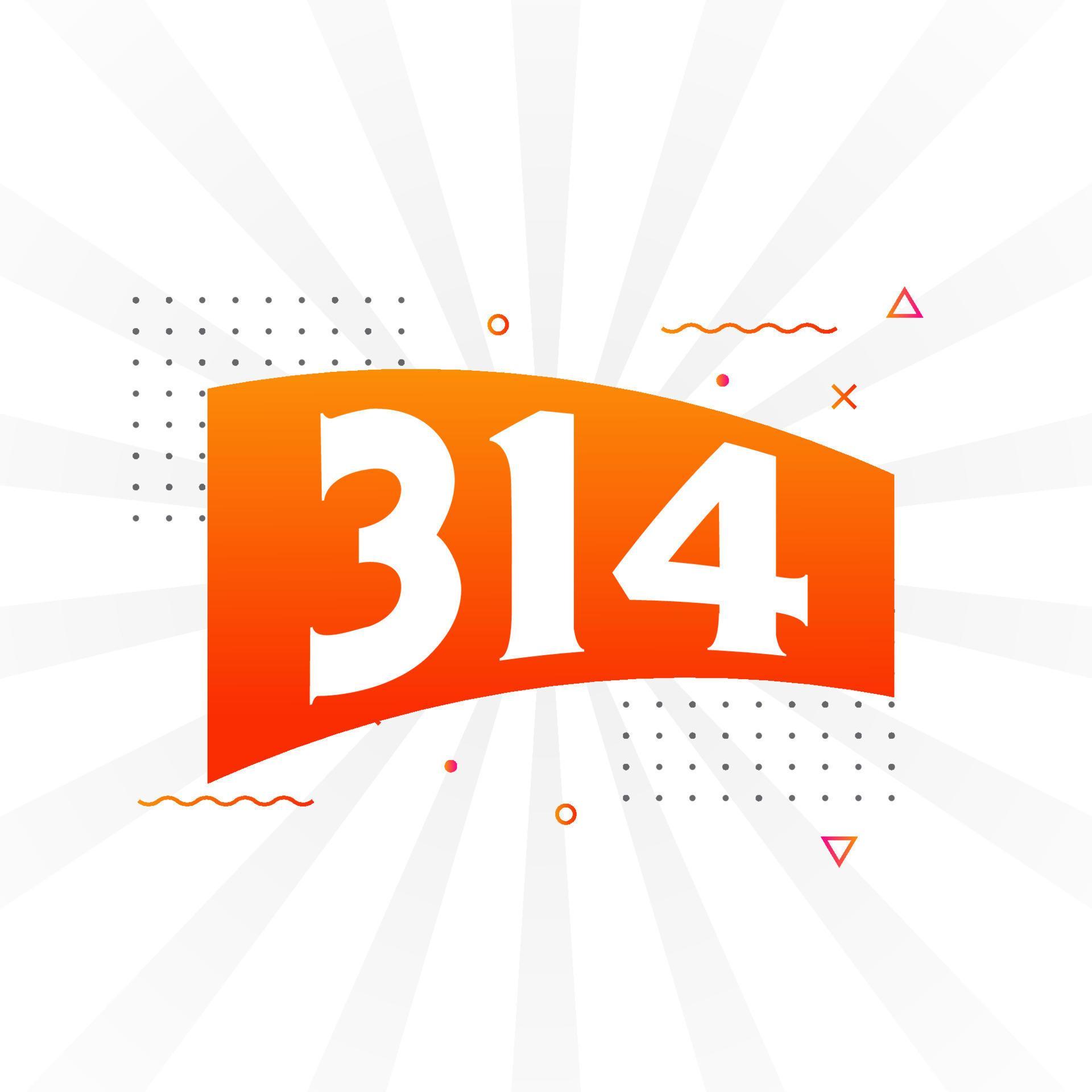 Alfabeto de fuente vectorial de 314 números. número 314 con elemento decorativo vector stock ...