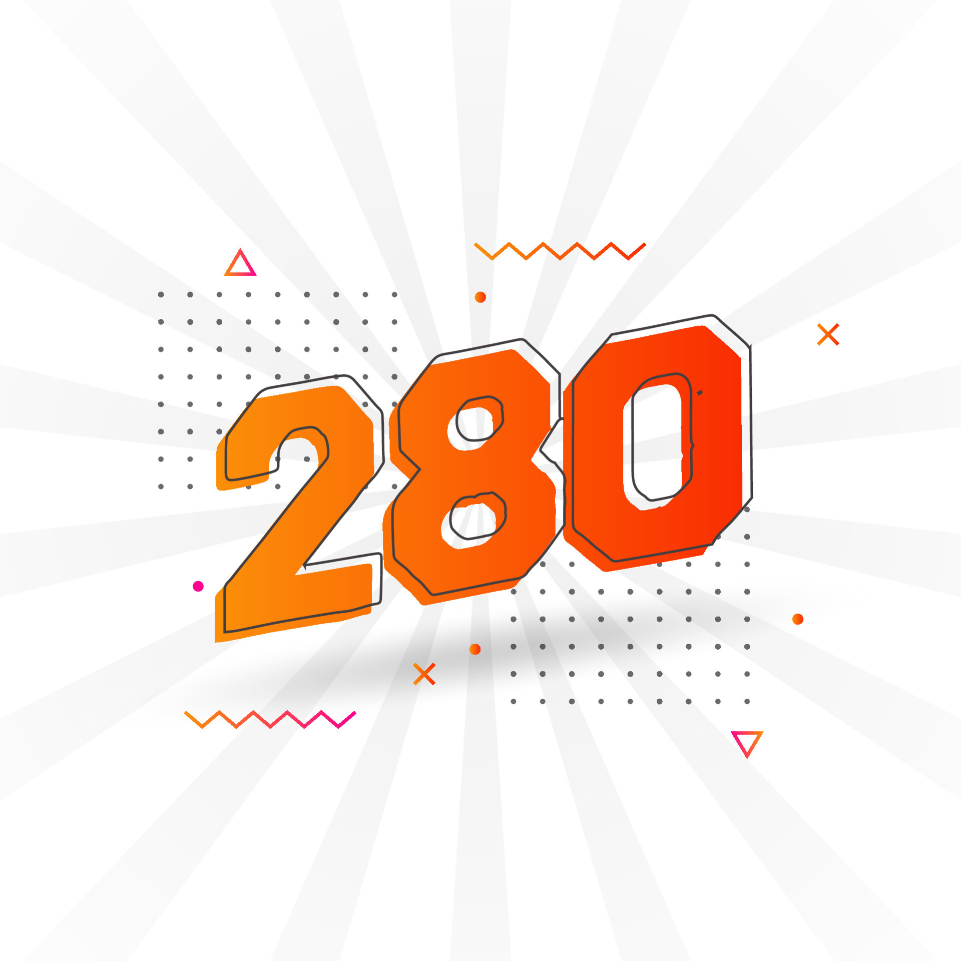280 number vector font alphabet. Number 280 with decorative element ...