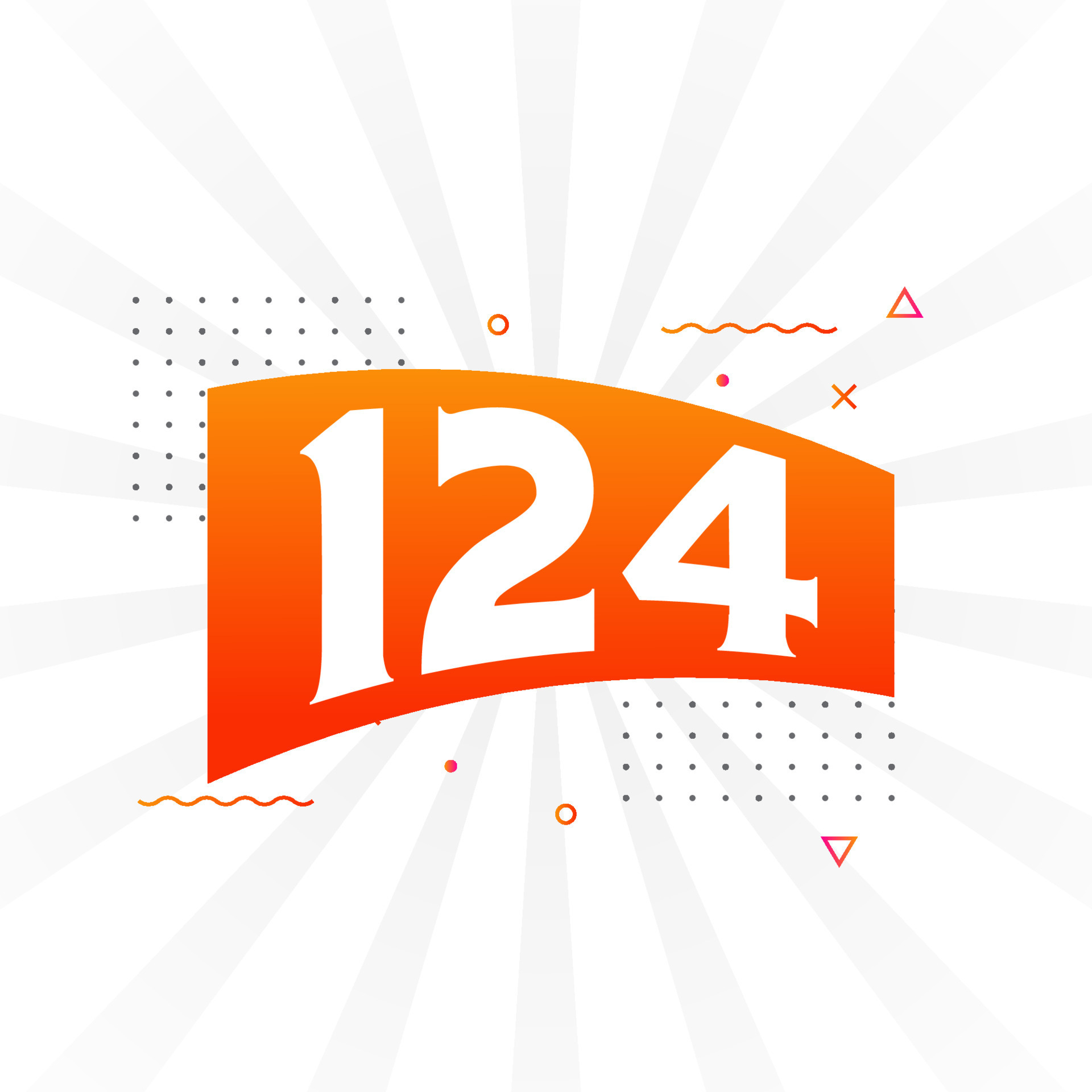 124 number vector font alphabet. Number 124 with decorative element ... 124 number vector font alphabet. Number 124 with decorative element ...