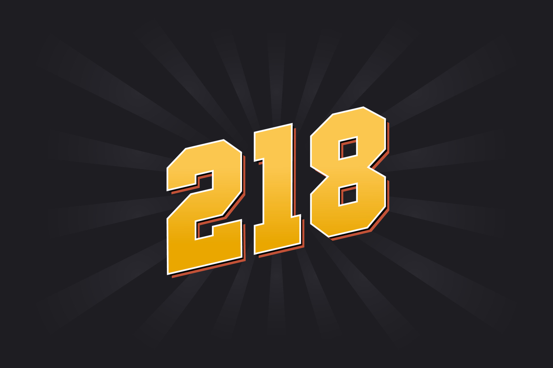 Number 218 vector font alphabet. Yellow 218 number with black ...