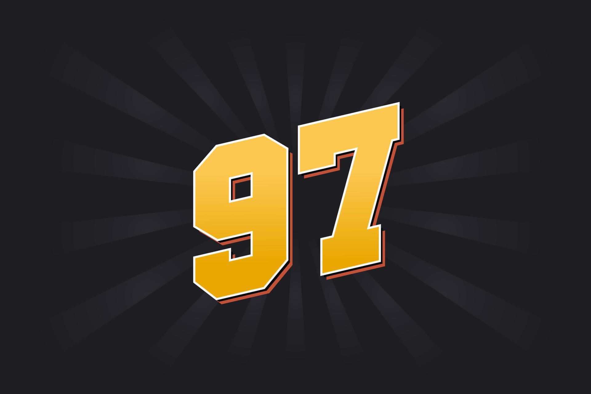 alfabeto de fuente vectorial número 97. número 97 amarillo con fondo negro 13890830 Vector en ...