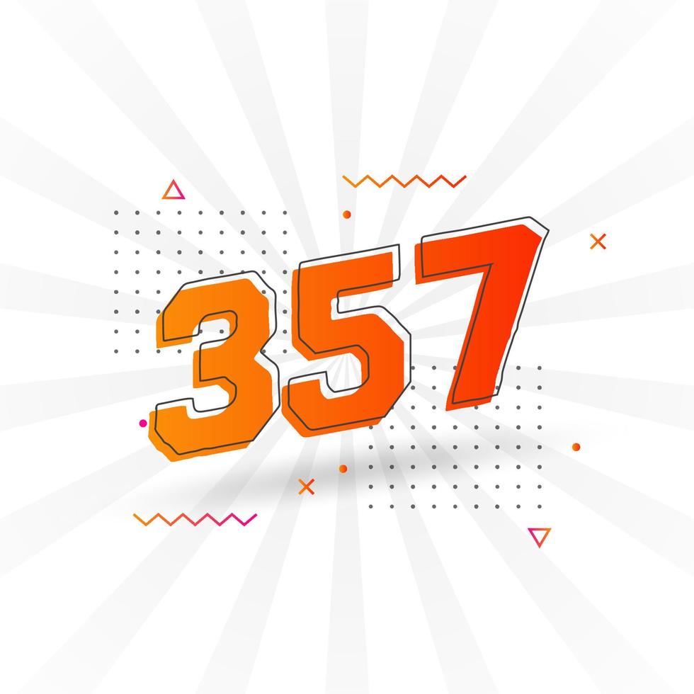 Alfabeto de fuente vectorial de 357 números. número 357 con elemento decorativo vector stock ...