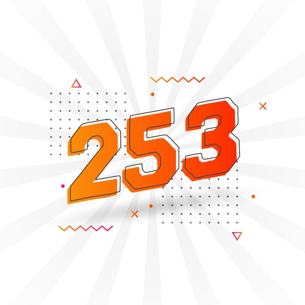 253 number vector font alphabet. Number 253 with decorative element ...