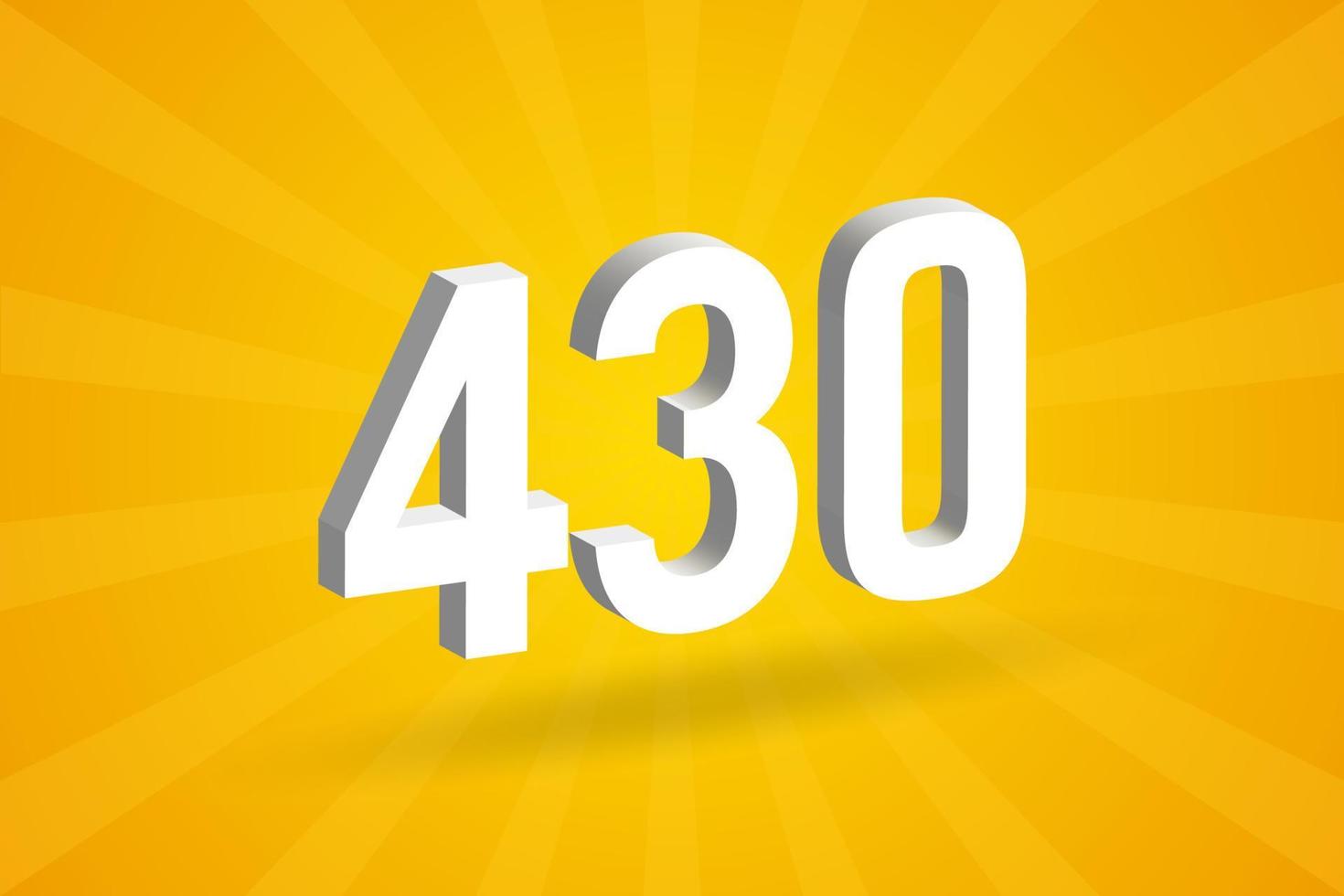 3D 430 number font alphabet. White 3D Number 430 with yellow background 13890932 Vector Art at ...