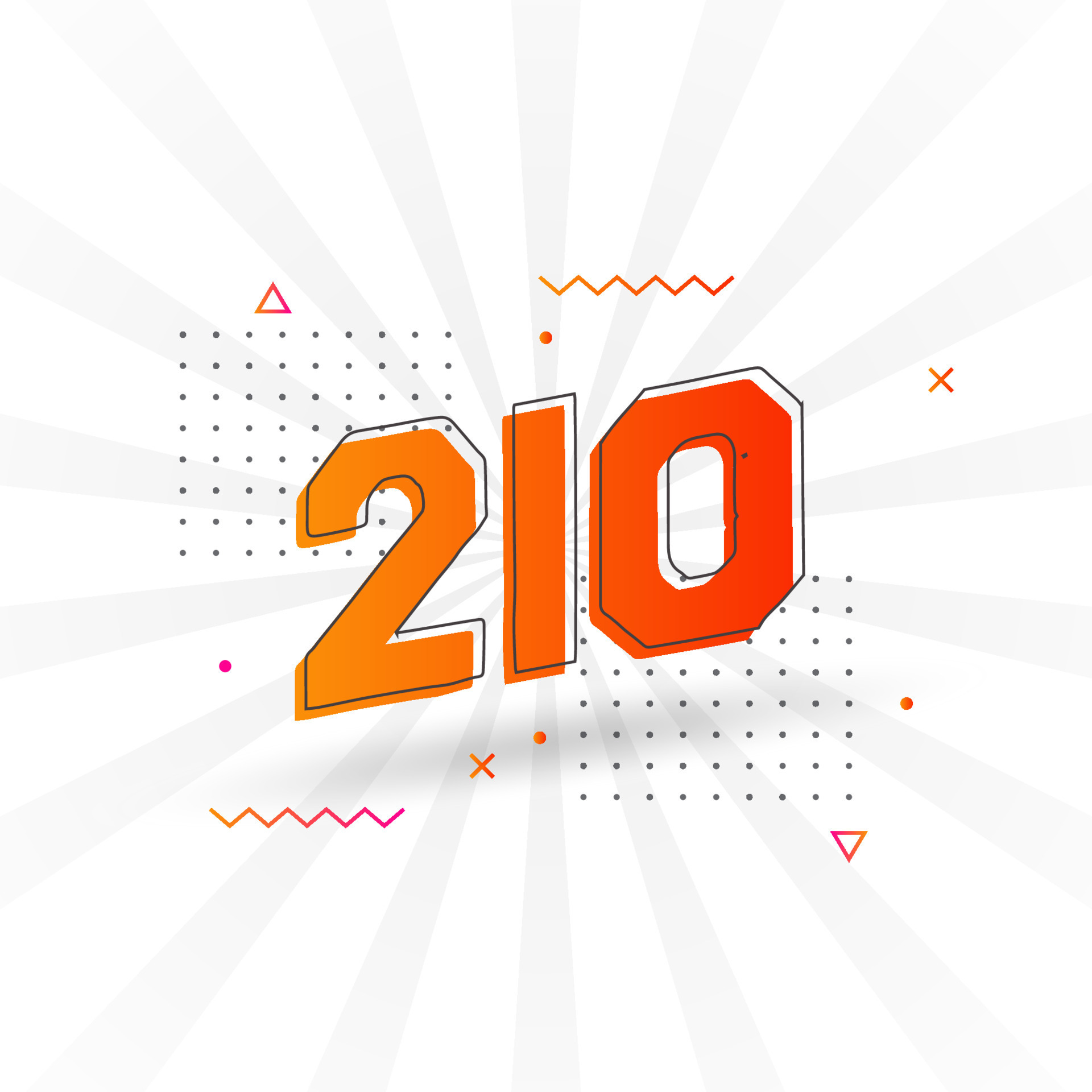 210 number vector font alphabet. Number 210 with decorative element ... 210 number vector font alphabet. Number 210 with decorative element ...