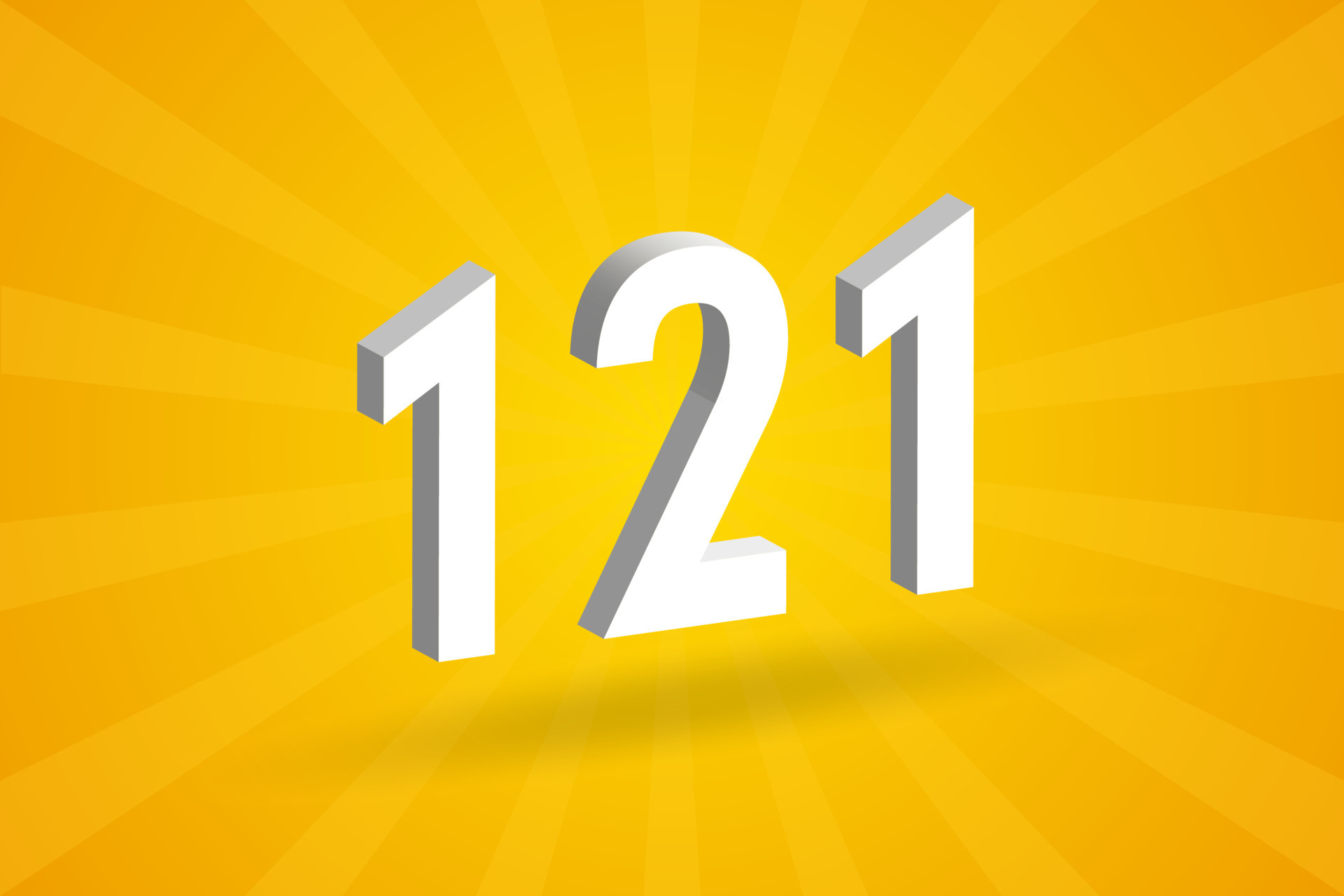 3D 121 Number Font Alphabet White 3D Number 121 With Yellow Background 3d-121-number-font-alphabet-white-3d-number-121-with-yellow-background
