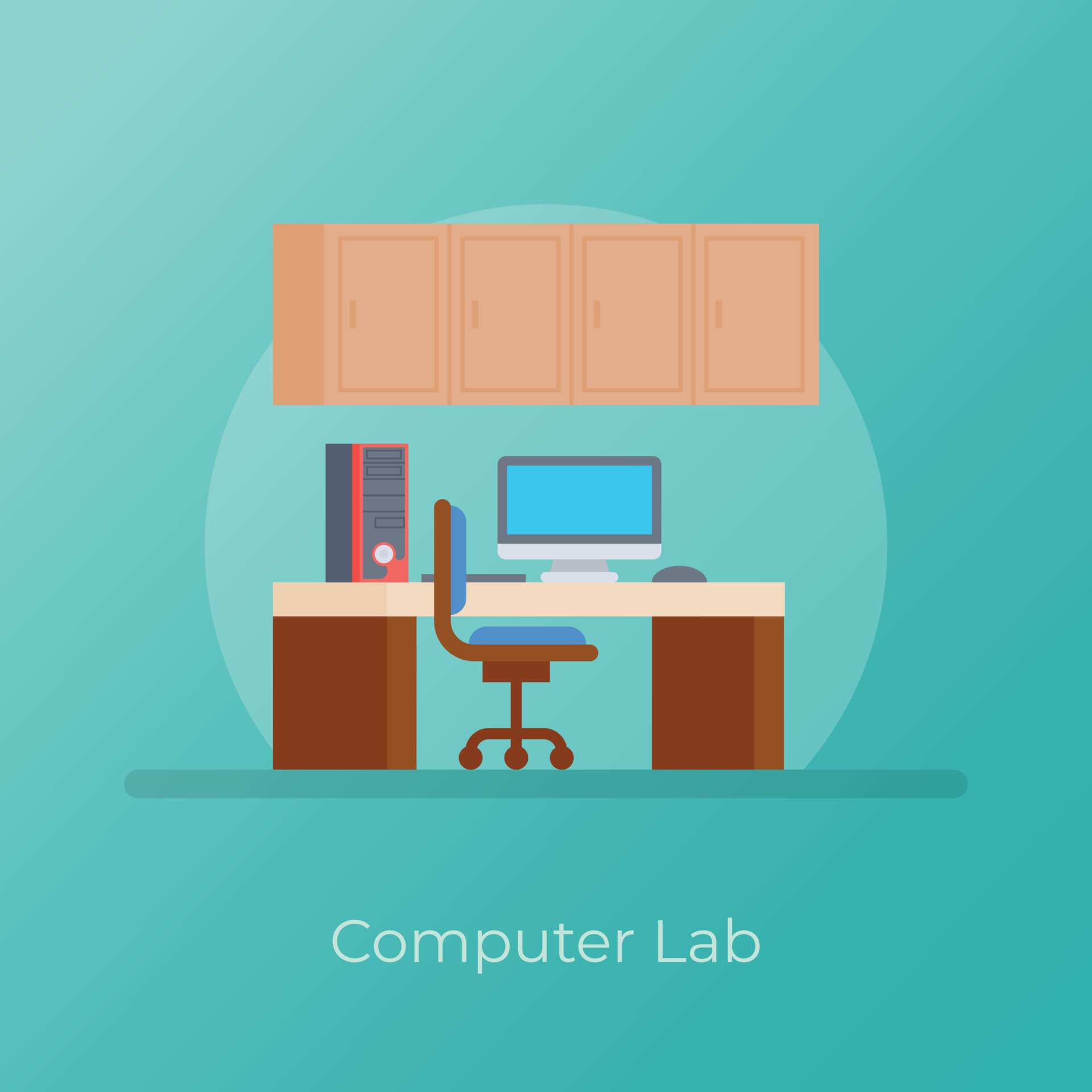 Trendy Computer Lab 13895536 Vector Art at Vecteezy