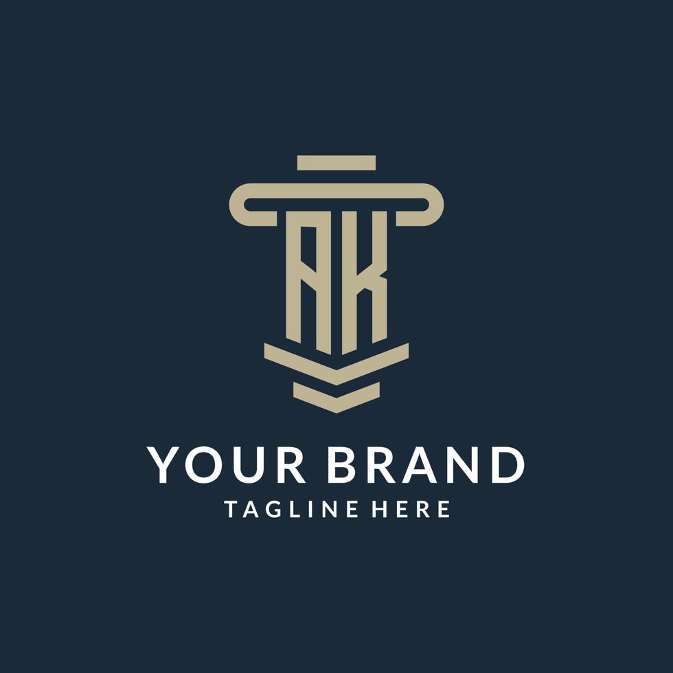 AK initial logo monogram with simple luxury pillar line vector design ... AK initial logo monogram with simple luxury pillar line vector design ...