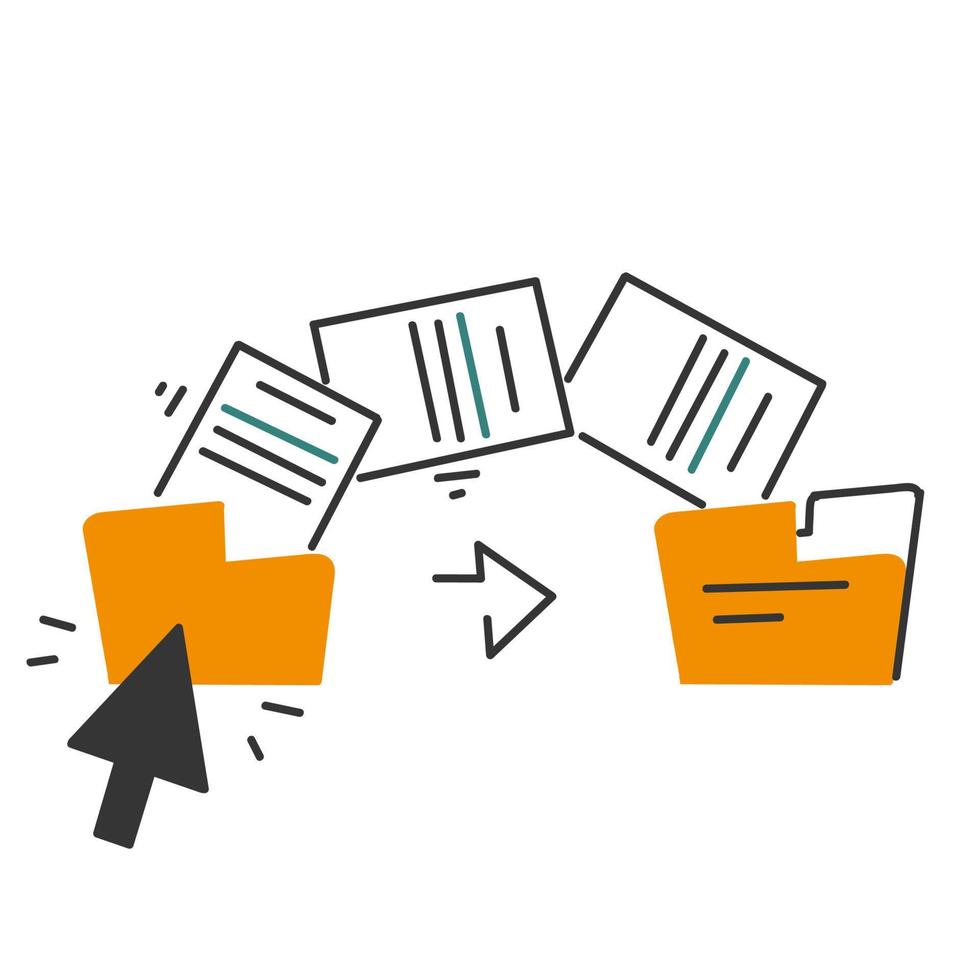 Hand Drawn Doodle Move File To Another Folder Illustration 13898590