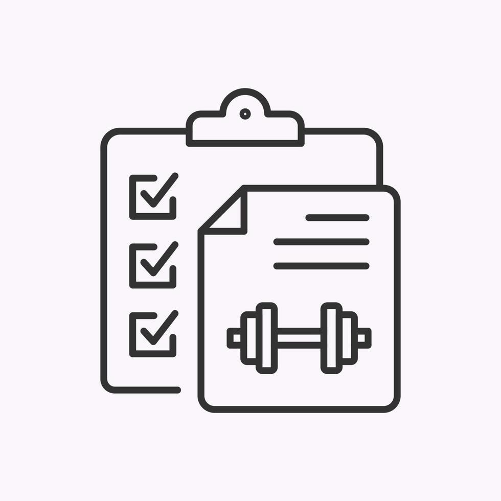 Fitness Program Line Icon On White Background Vector Illustration