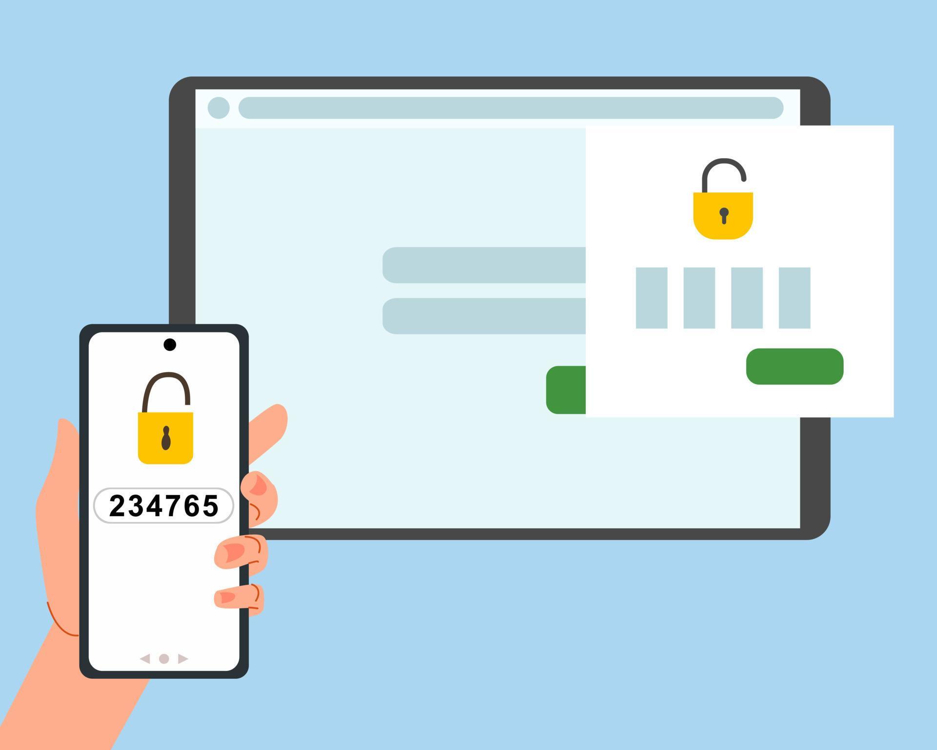 The Concept Of Two Factor Authentication Security 13899970 Vector Art