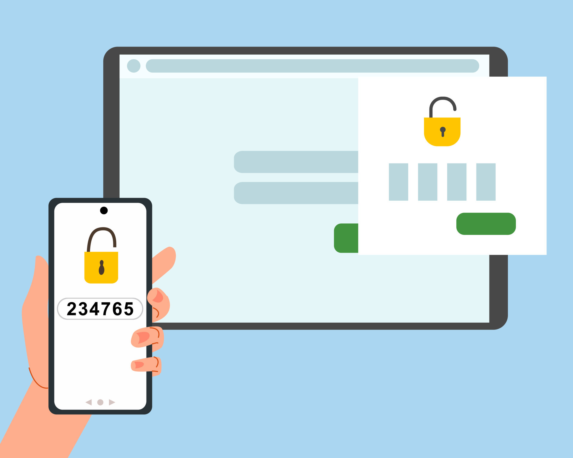 The Concept Of Two Factor Authentication Security 13899970 Vector Art