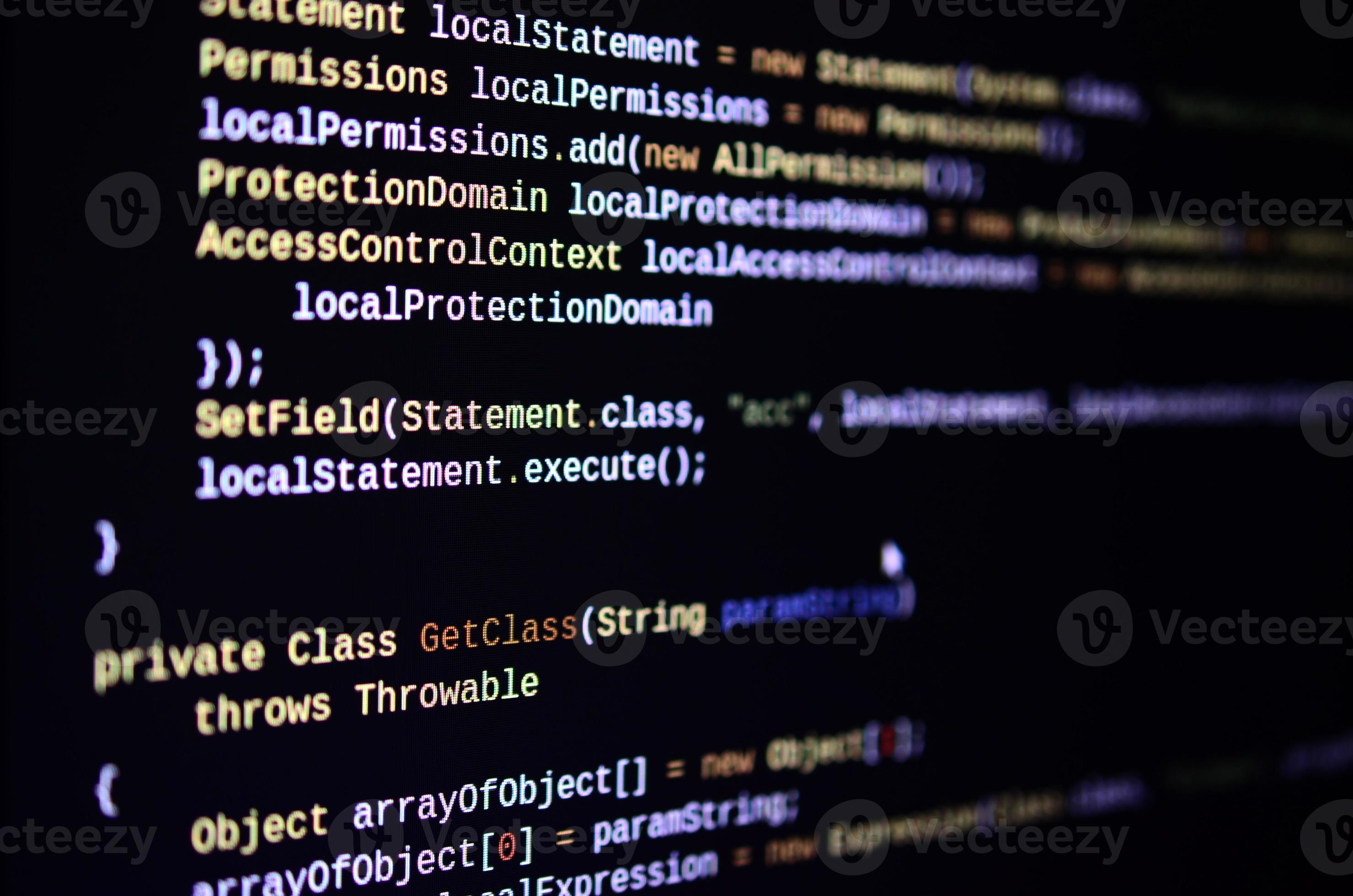 Macro shot of the command line on the monitor of the office computer ...