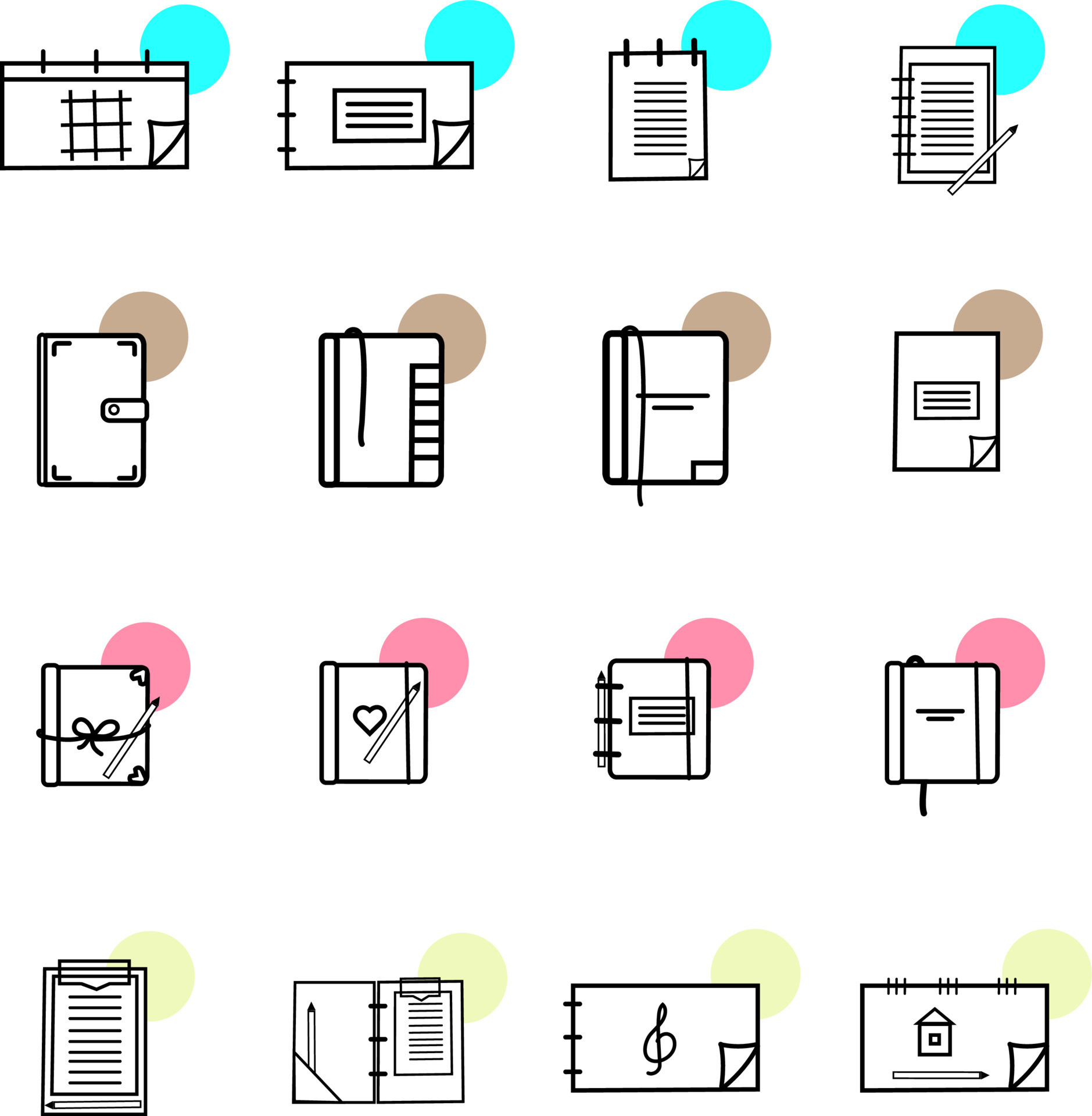 Types Of Notebooks Illustration Vector On A White Background