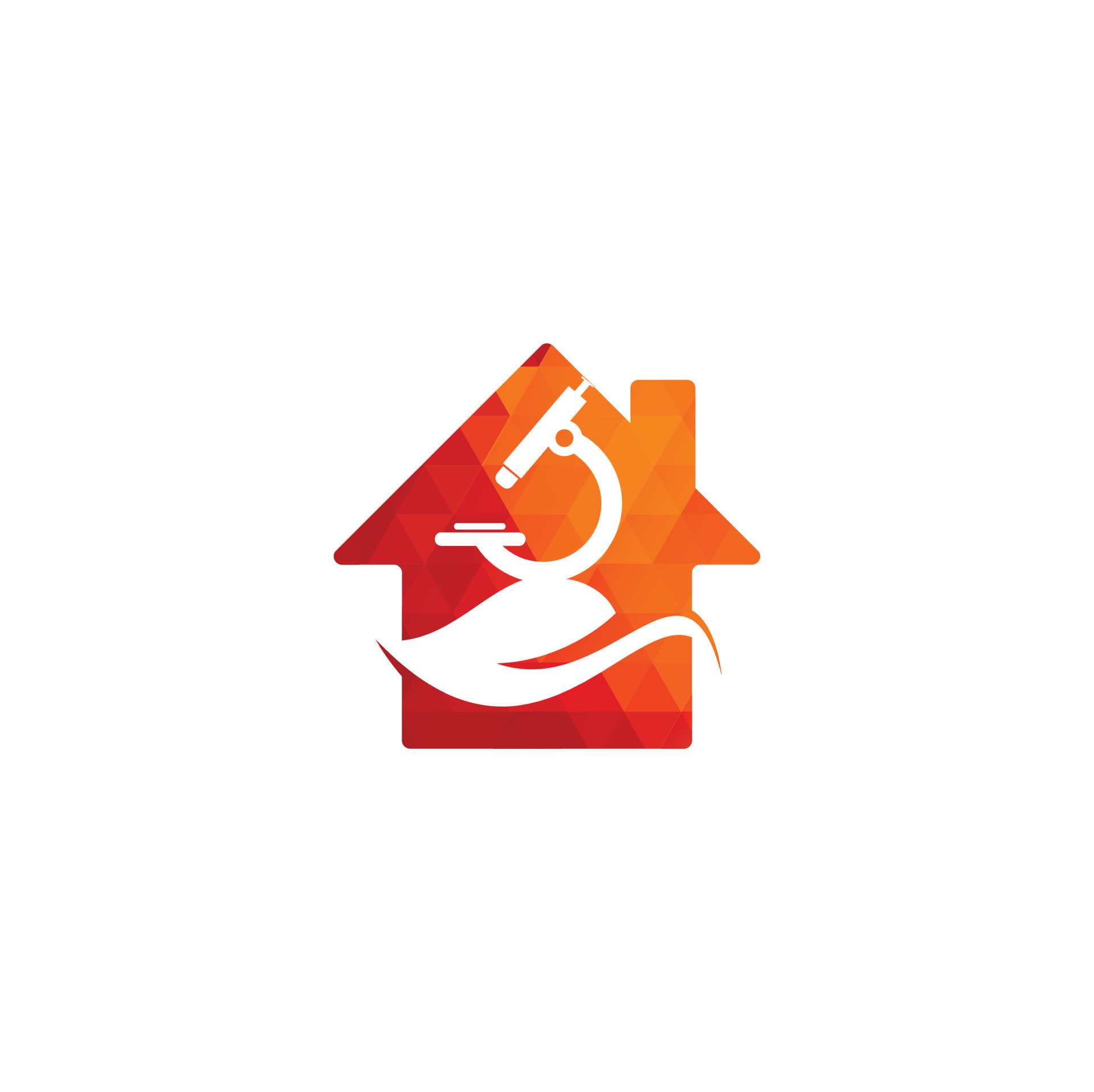 microscopio con plantilla de logotipo de concepto de forma de casa de ...