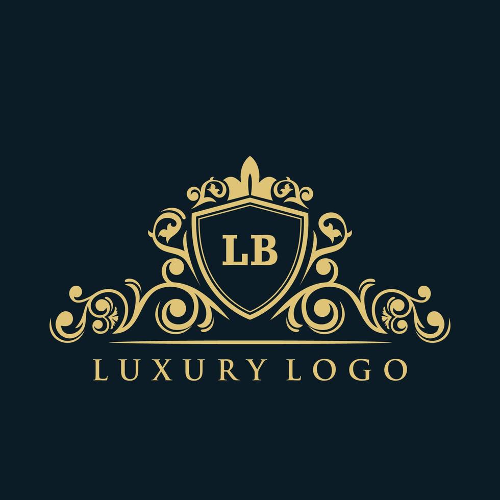 Letter LB logo with Luxury Gold Shield. Elegance logo vector template ...